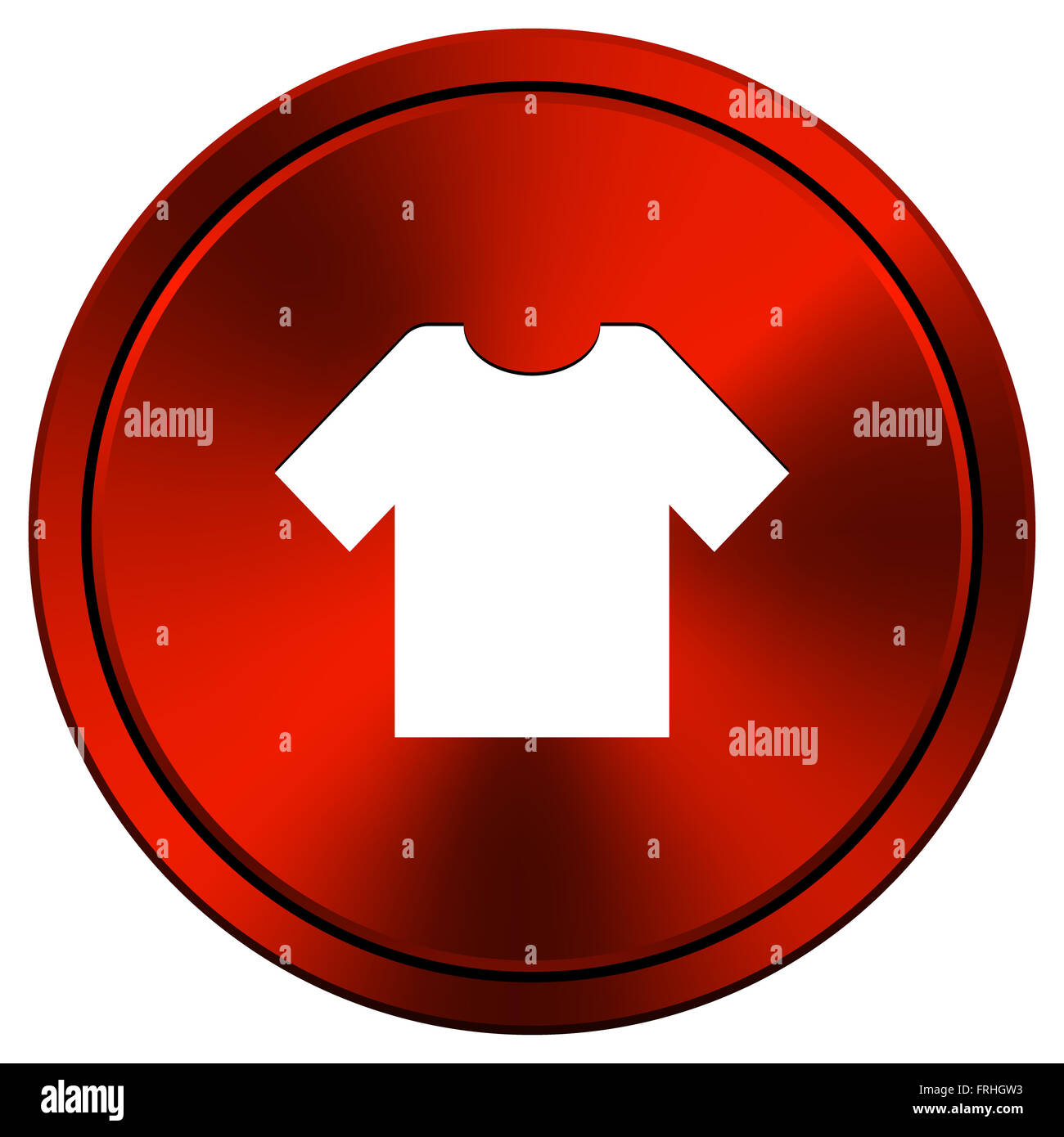 Red metallic round icon on white background Stock Photo - Alamy
