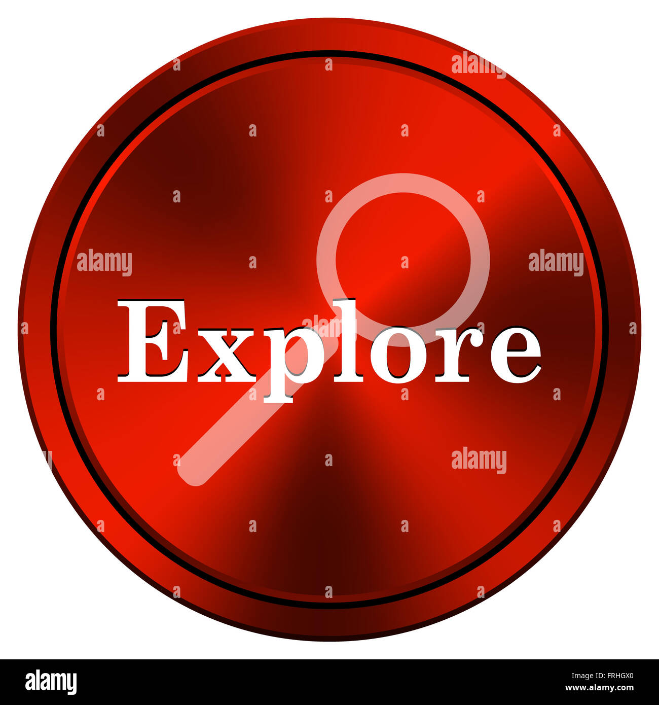 Red metallic round icon on white background Stock Photo - Alamy