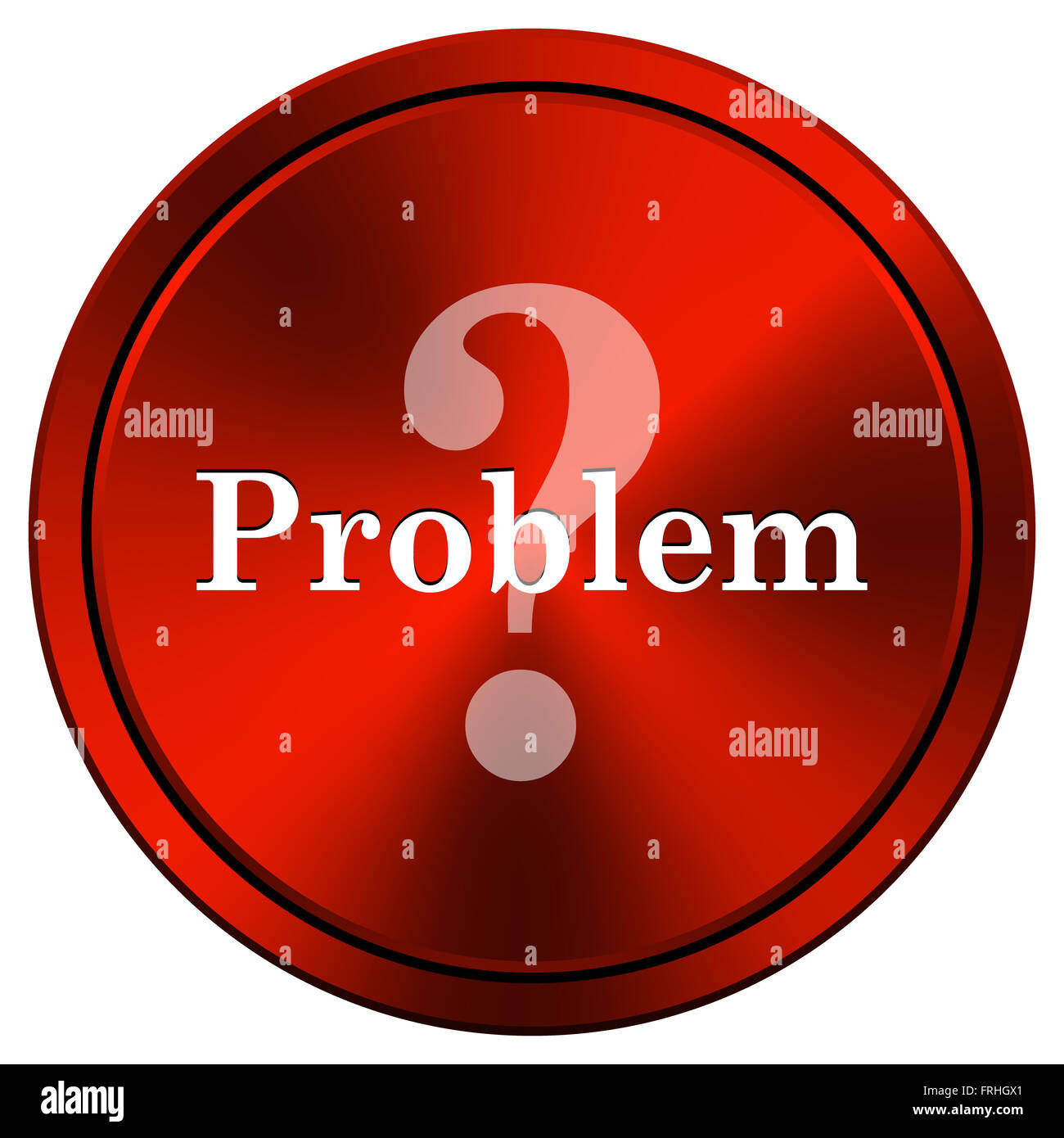 Red metallic round icon on white background Stock Photo - Alamy