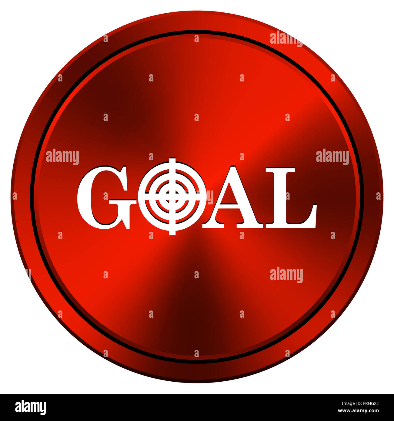 Red metallic round icon on white background Stock Photo - Alamy