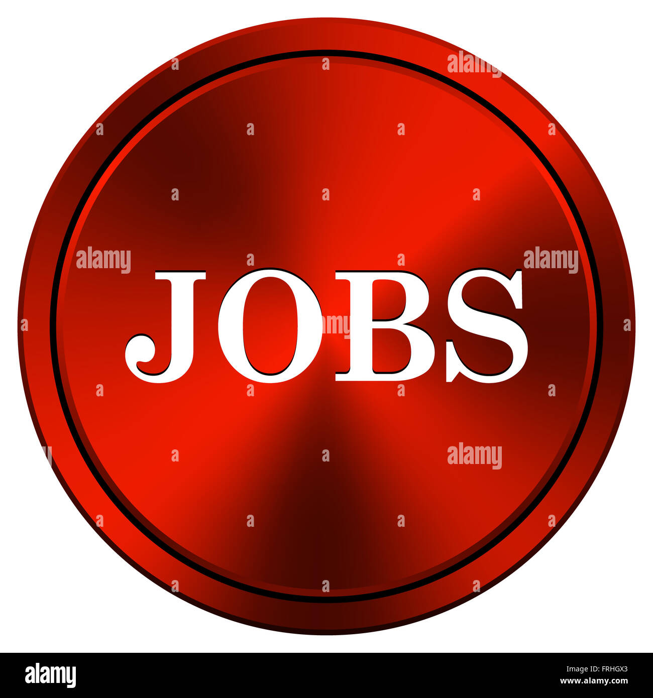 Red metallic round icon on white background Stock Photo - Alamy