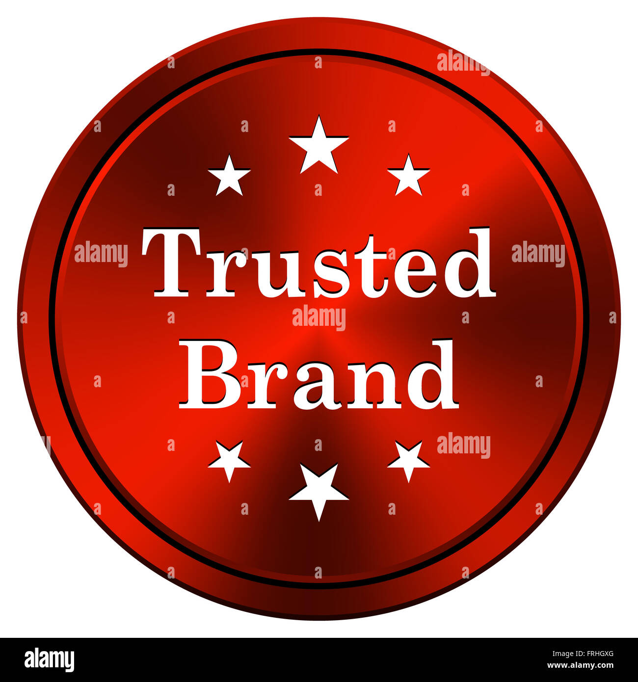 Red metallic round icon on white background Stock Photo - Alamy