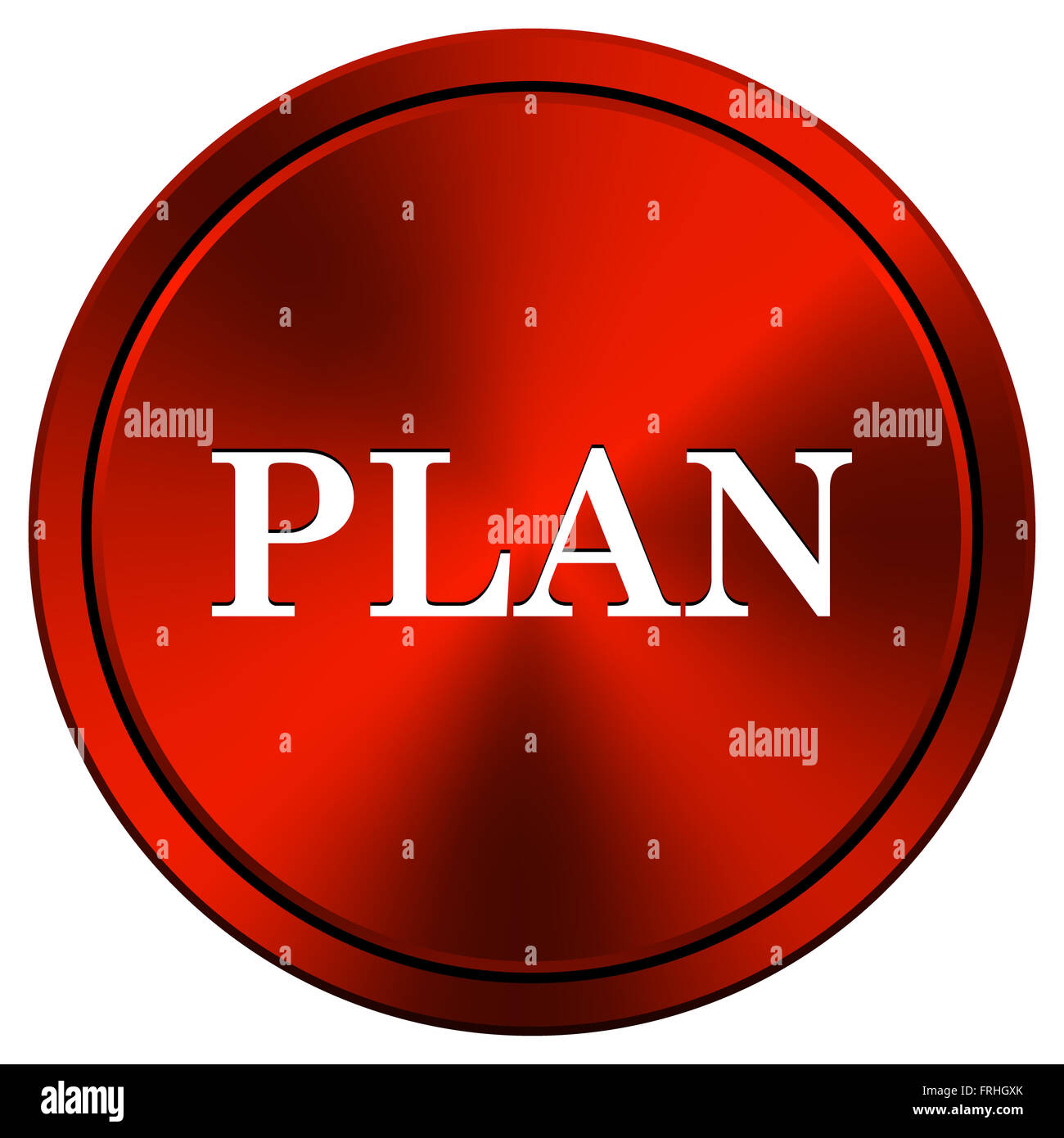 Red metallic round icon on white background Stock Photo - Alamy