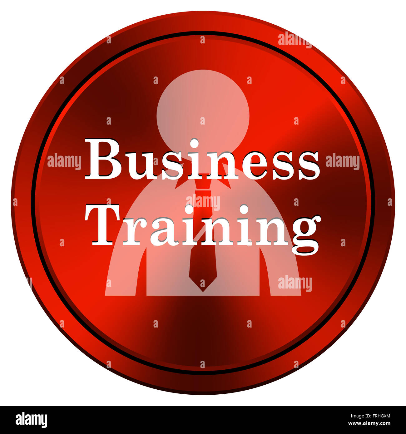 Red metallic round icon on white background Stock Photo - Alamy