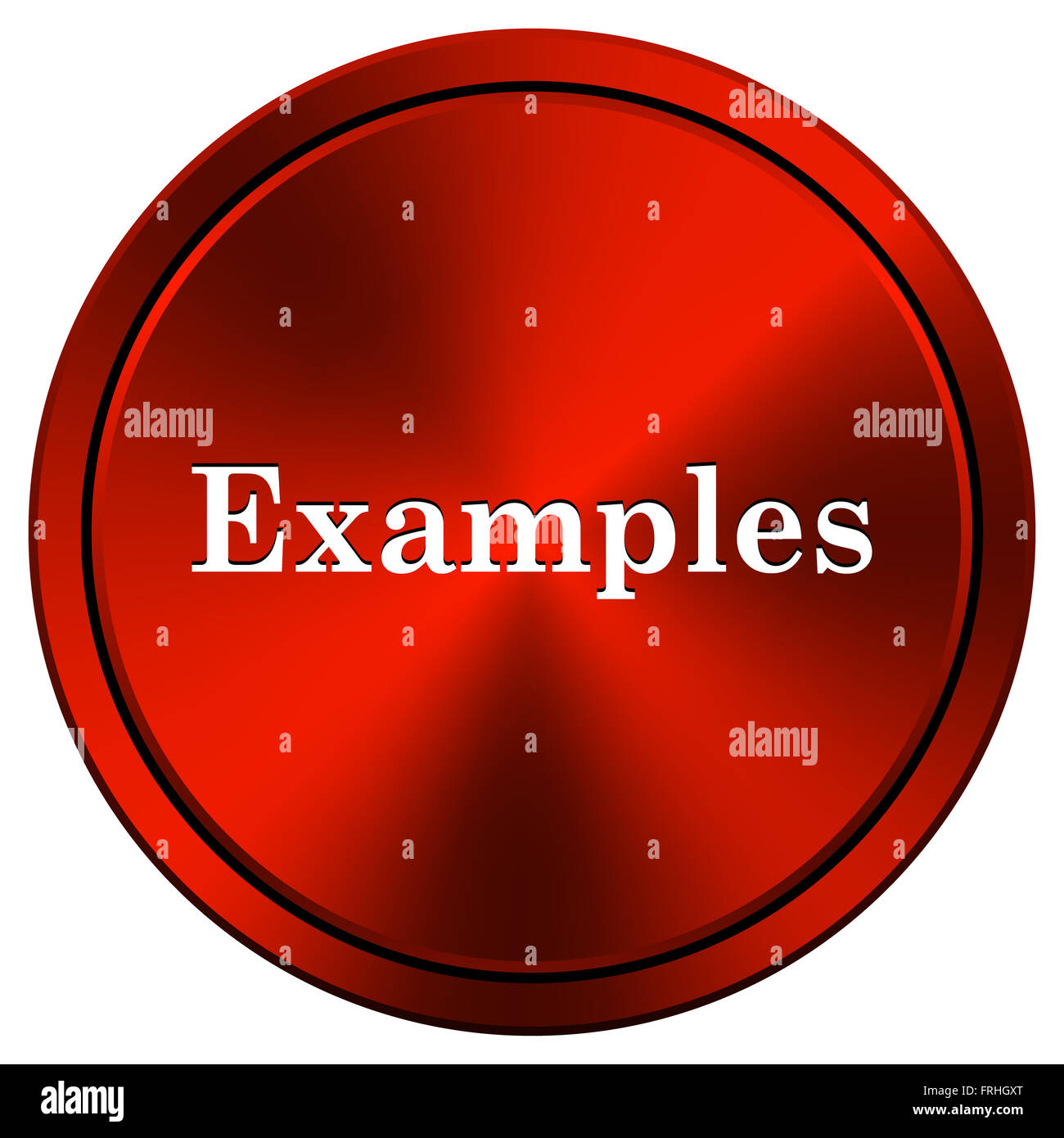 Red metallic round icon on white background Stock Photo - Alamy