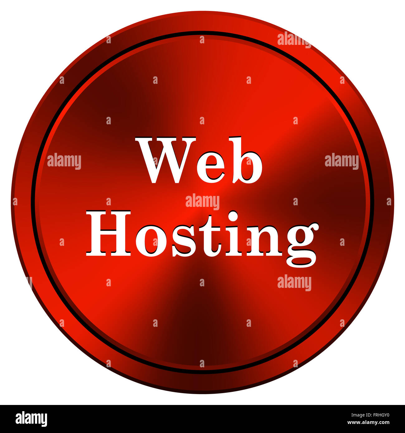 Red metallic round icon on white background Stock Photo - Alamy