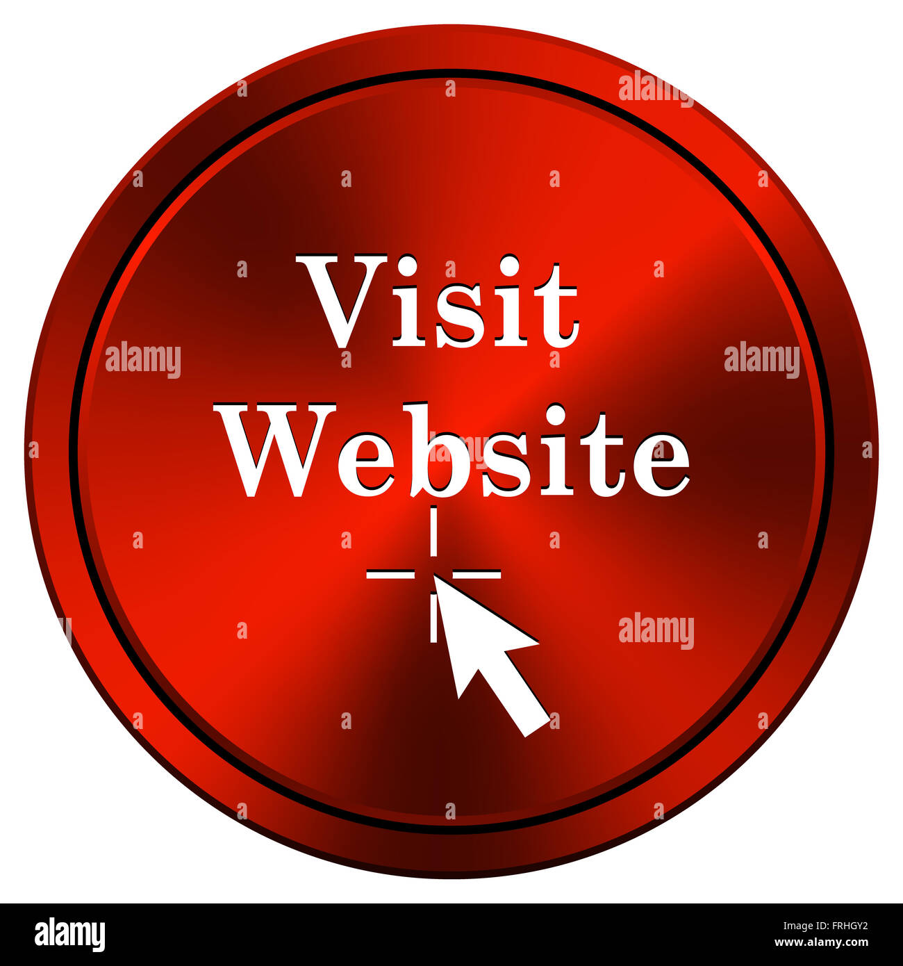 Red metallic round icon on white background Stock Photo - Alamy