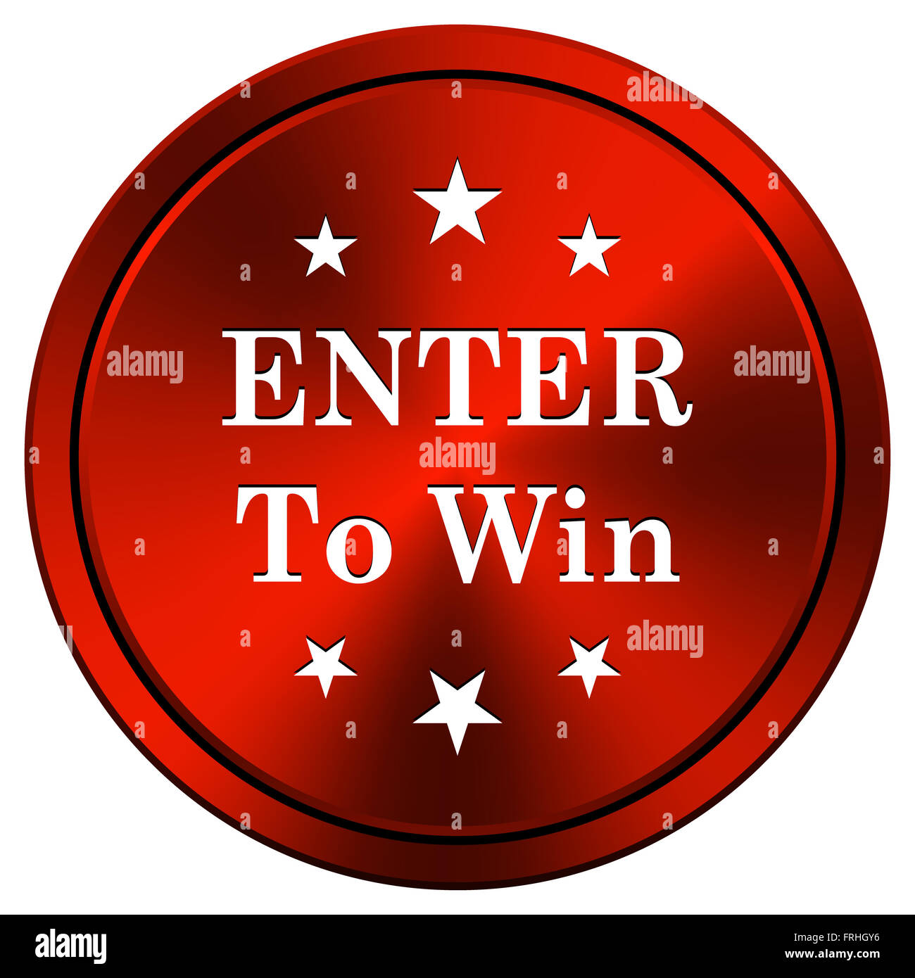 Red metallic round icon on white background Stock Photo - Alamy