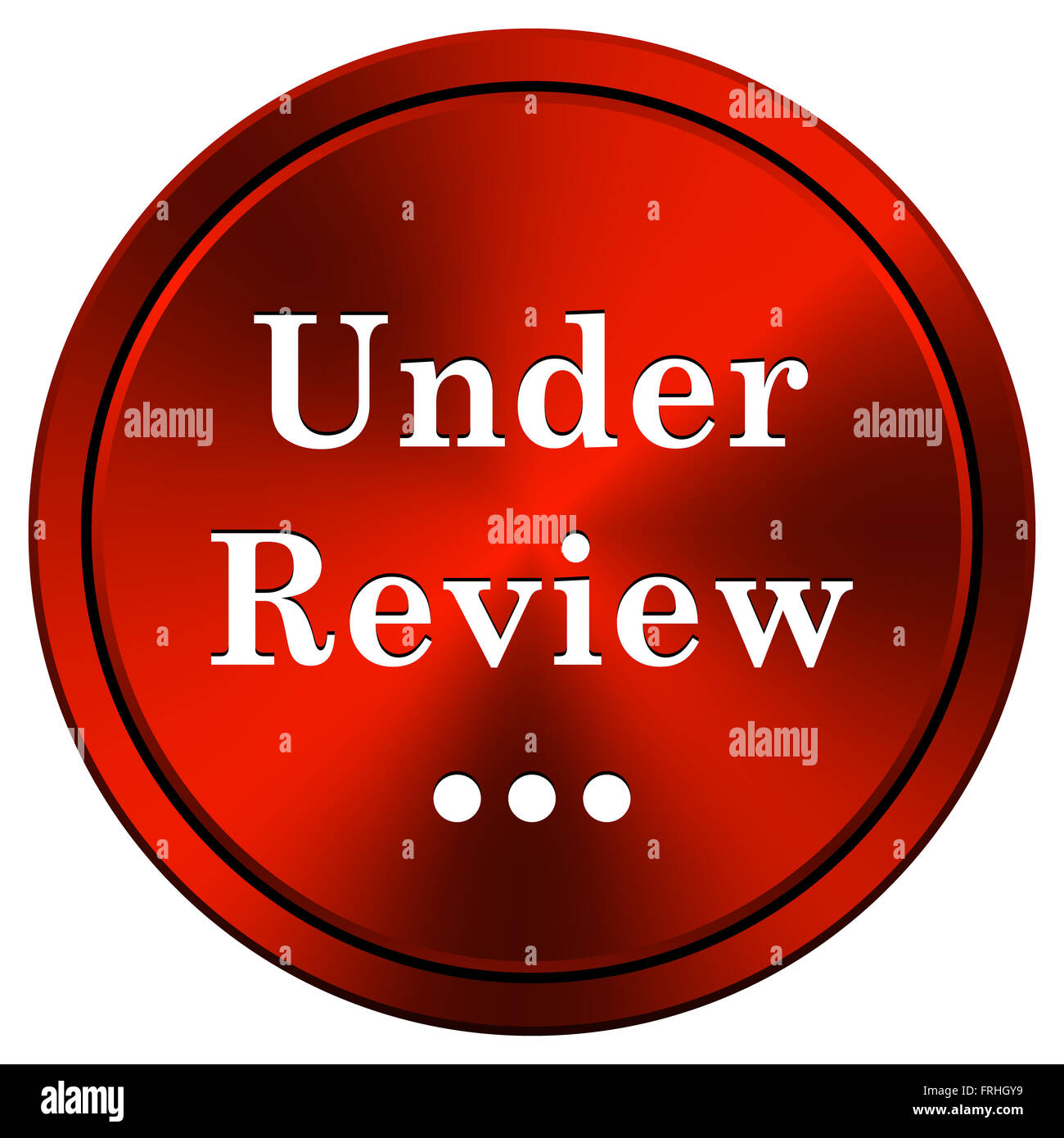 Red metallic round icon on white background Stock Photo - Alamy