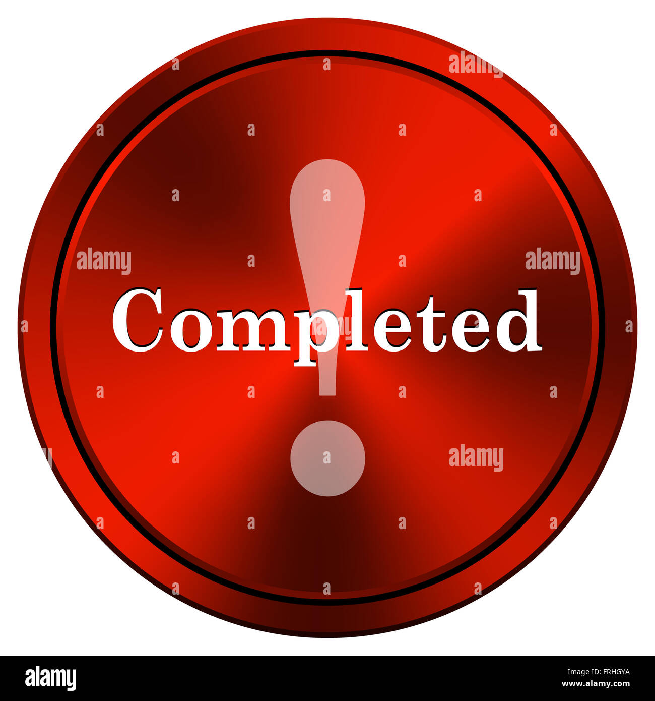 Red metallic round icon on white background Stock Photo - Alamy