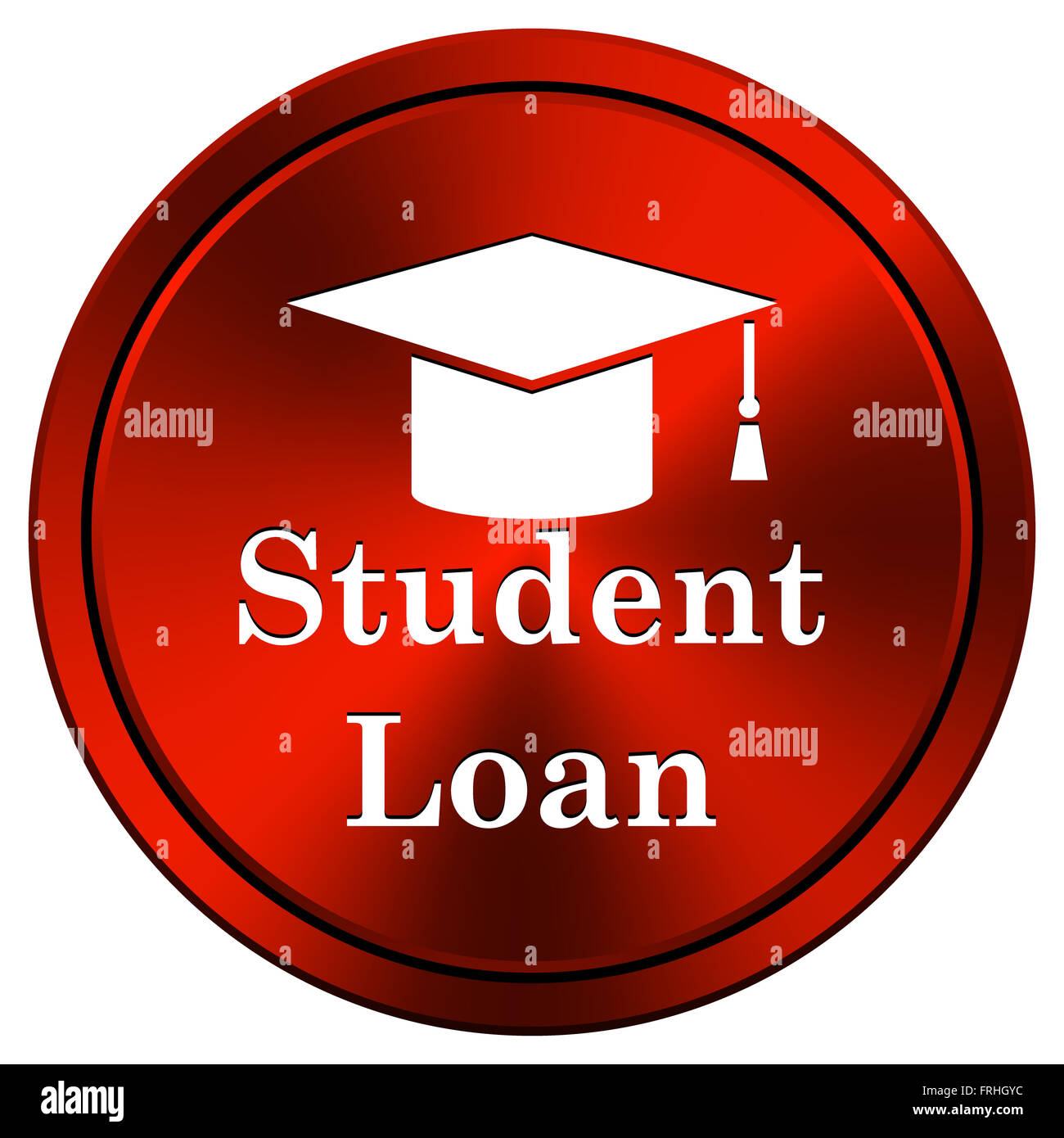 Red metallic round icon on white background Stock Photo - Alamy