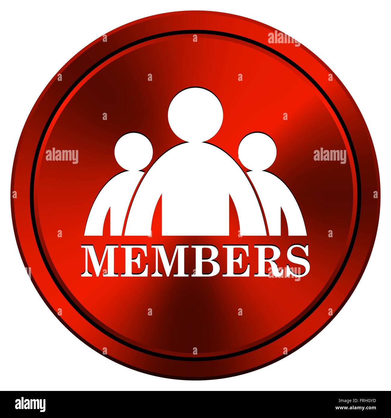 Red metallic round icon on white background Stock Photo - Alamy