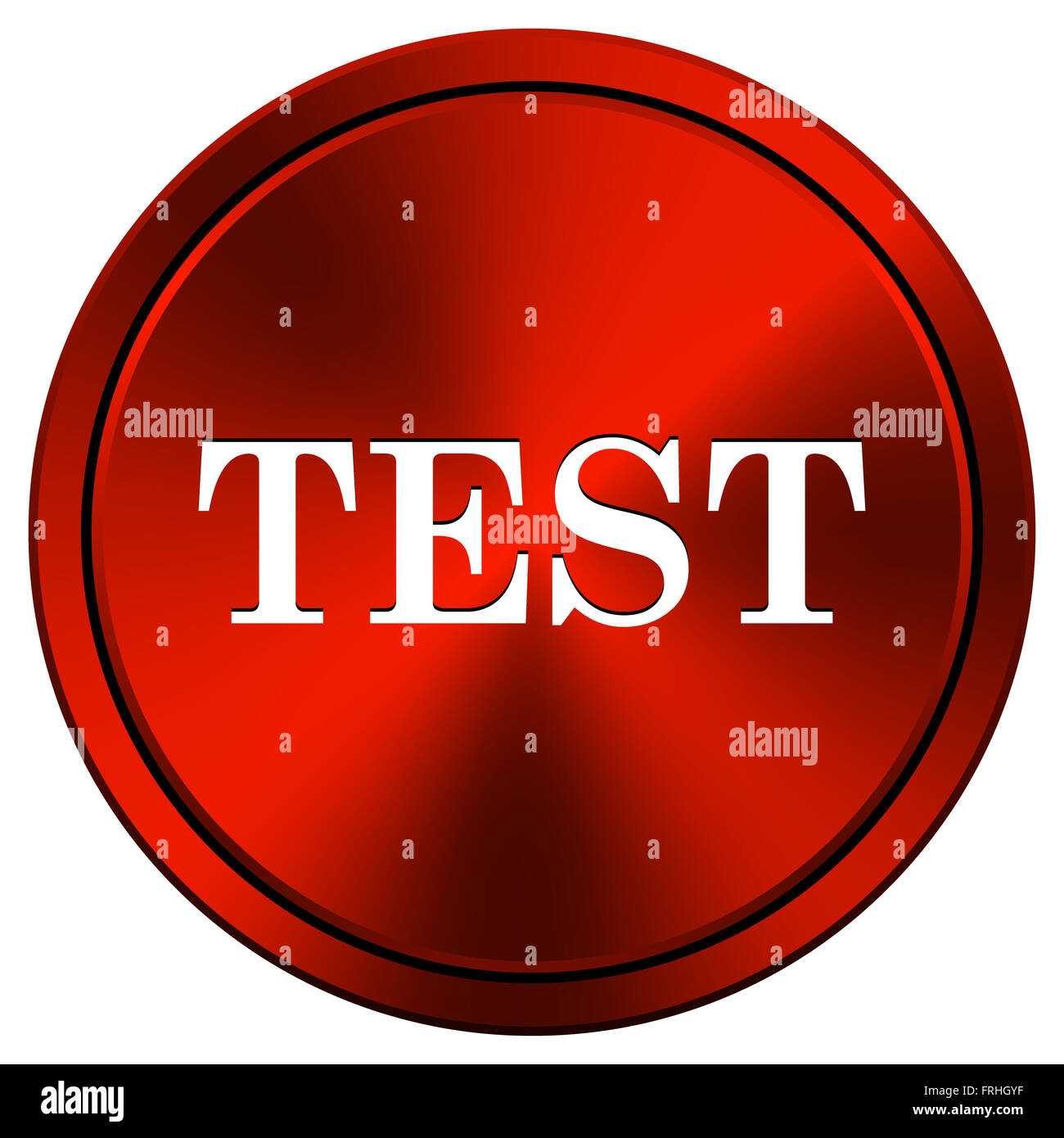 Red metallic round icon on white background Stock Photo - Alamy