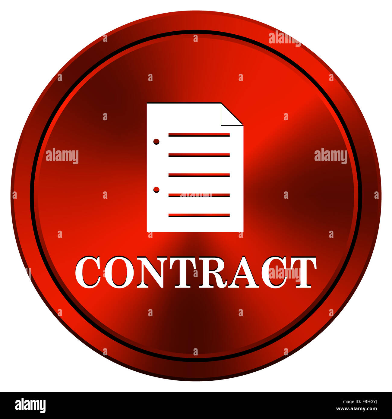 Red metallic round icon on white background Stock Photo - Alamy