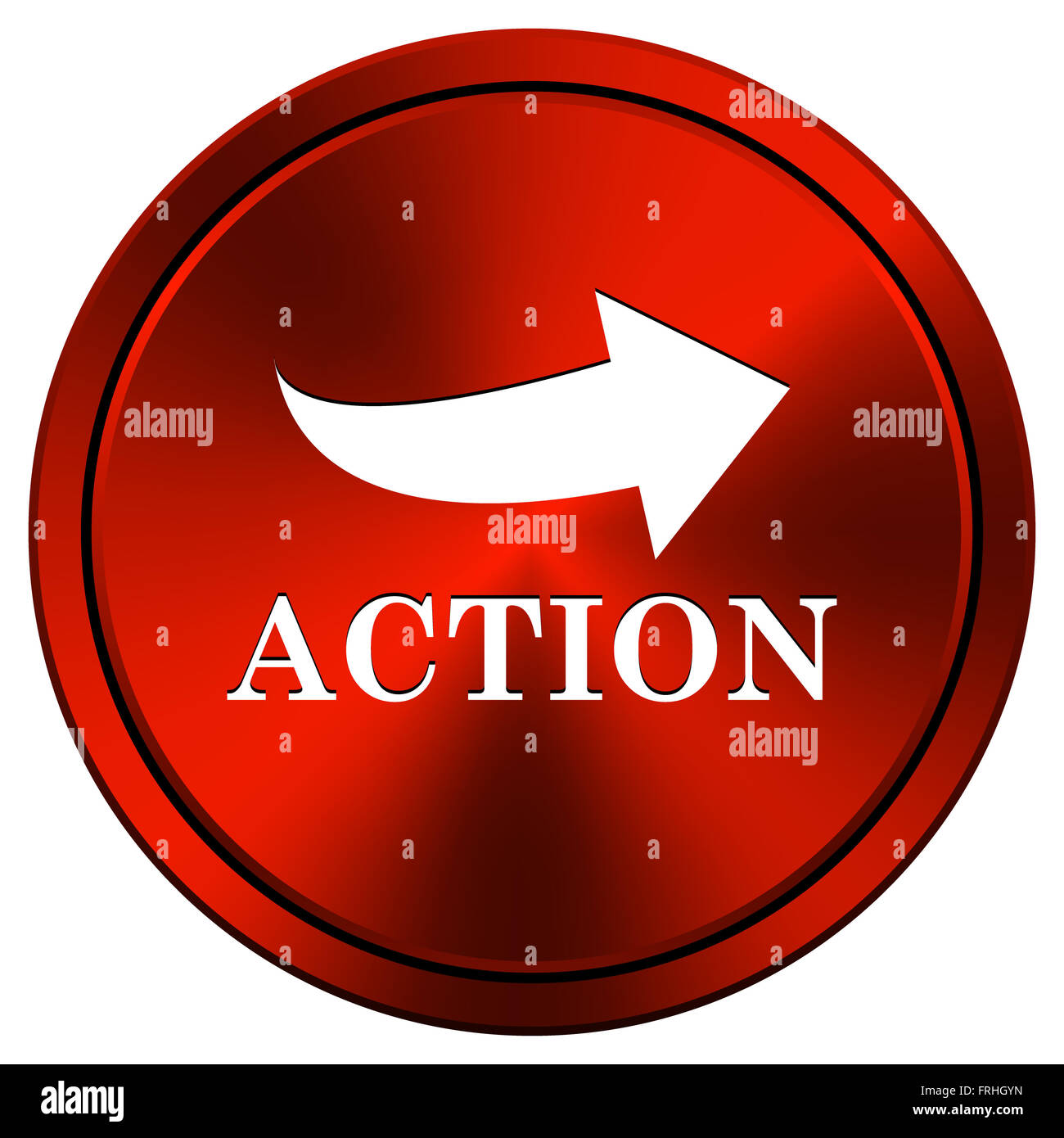 Red metallic round icon on white background Stock Photo - Alamy