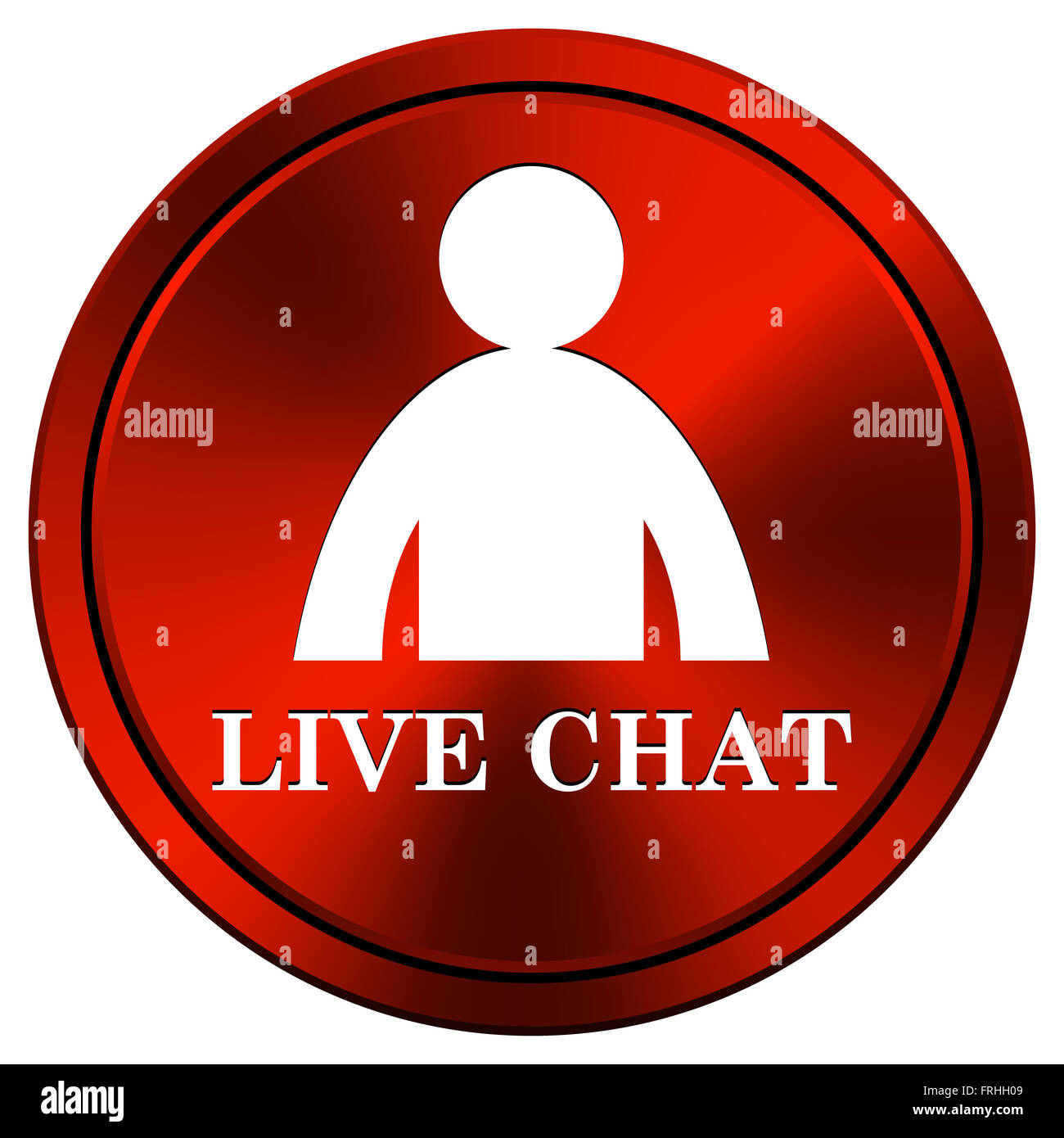 Red metallic round icon on white background Stock Photo - Alamy