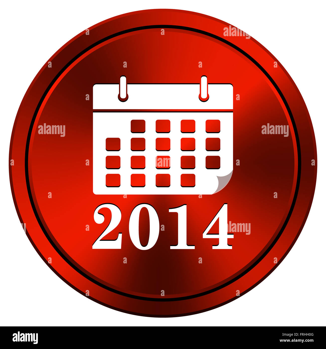 Red metallic round icon on white background Stock Photo - Alamy