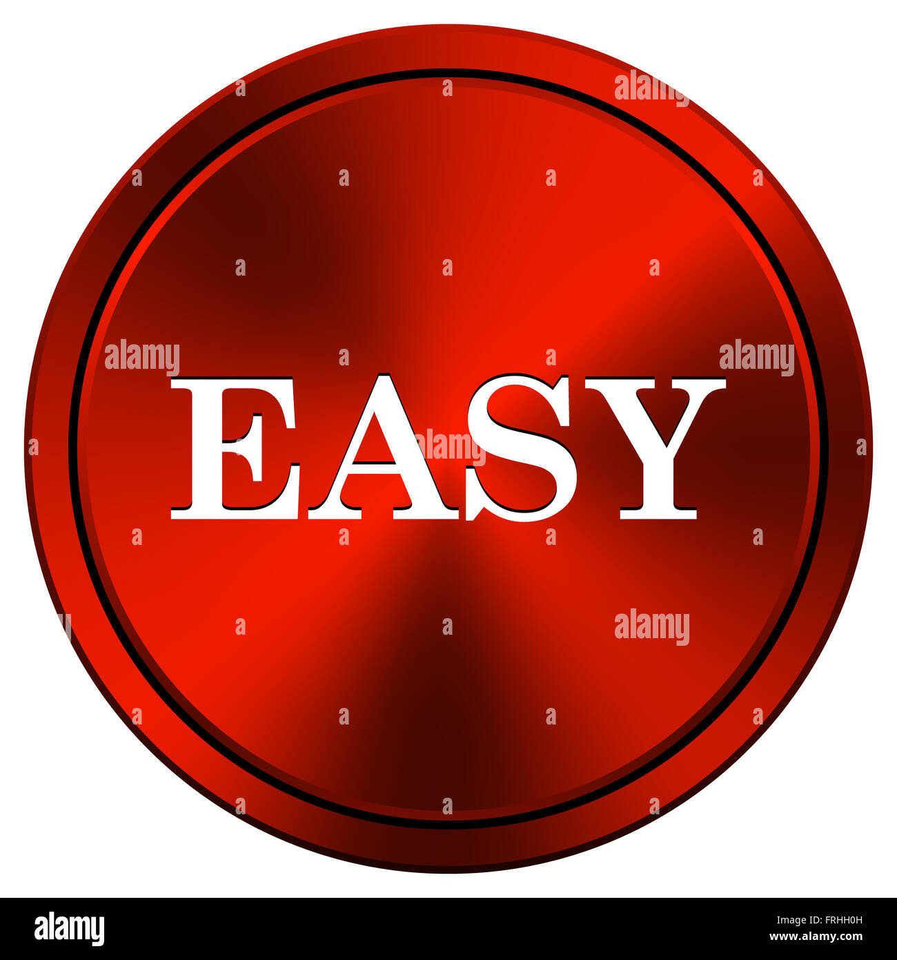 Red metallic round icon on white background Stock Photo - Alamy