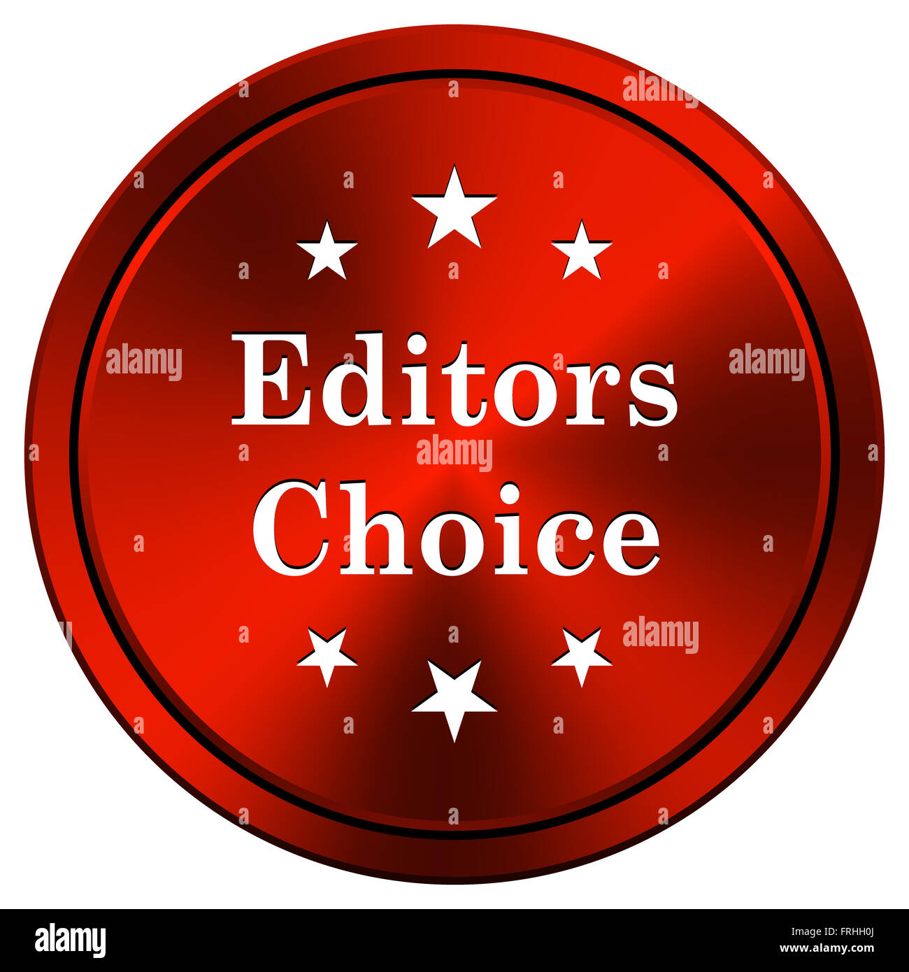 Red metallic round icon on white background Stock Photo - Alamy