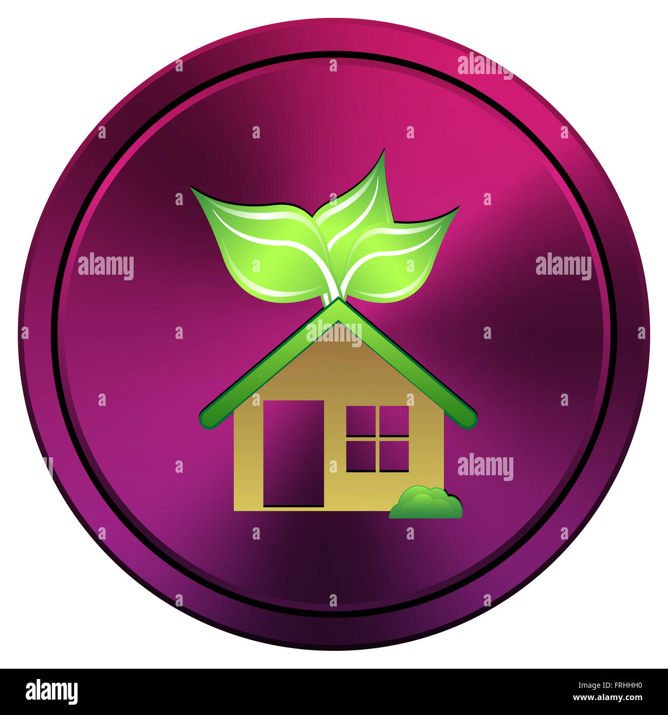 Metallic icon with green design on mauve background Stock Photo - Alamy