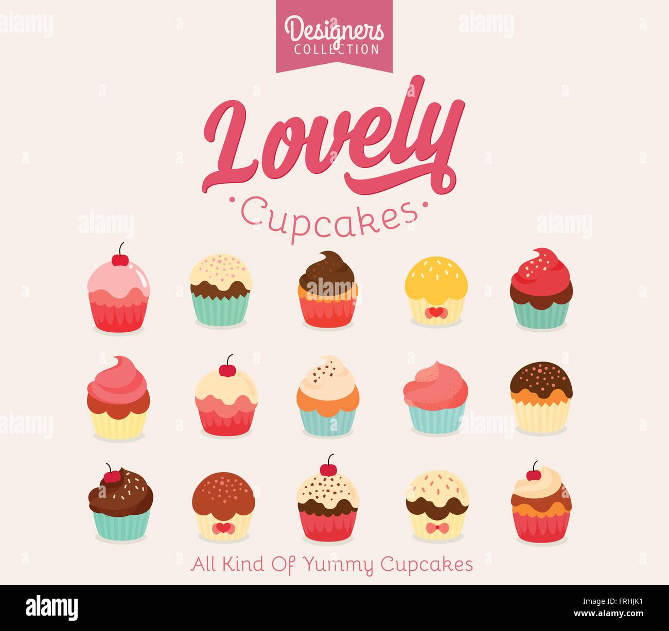 Lovely flat cupcake illustrations Vector illustration Stock Vector ...