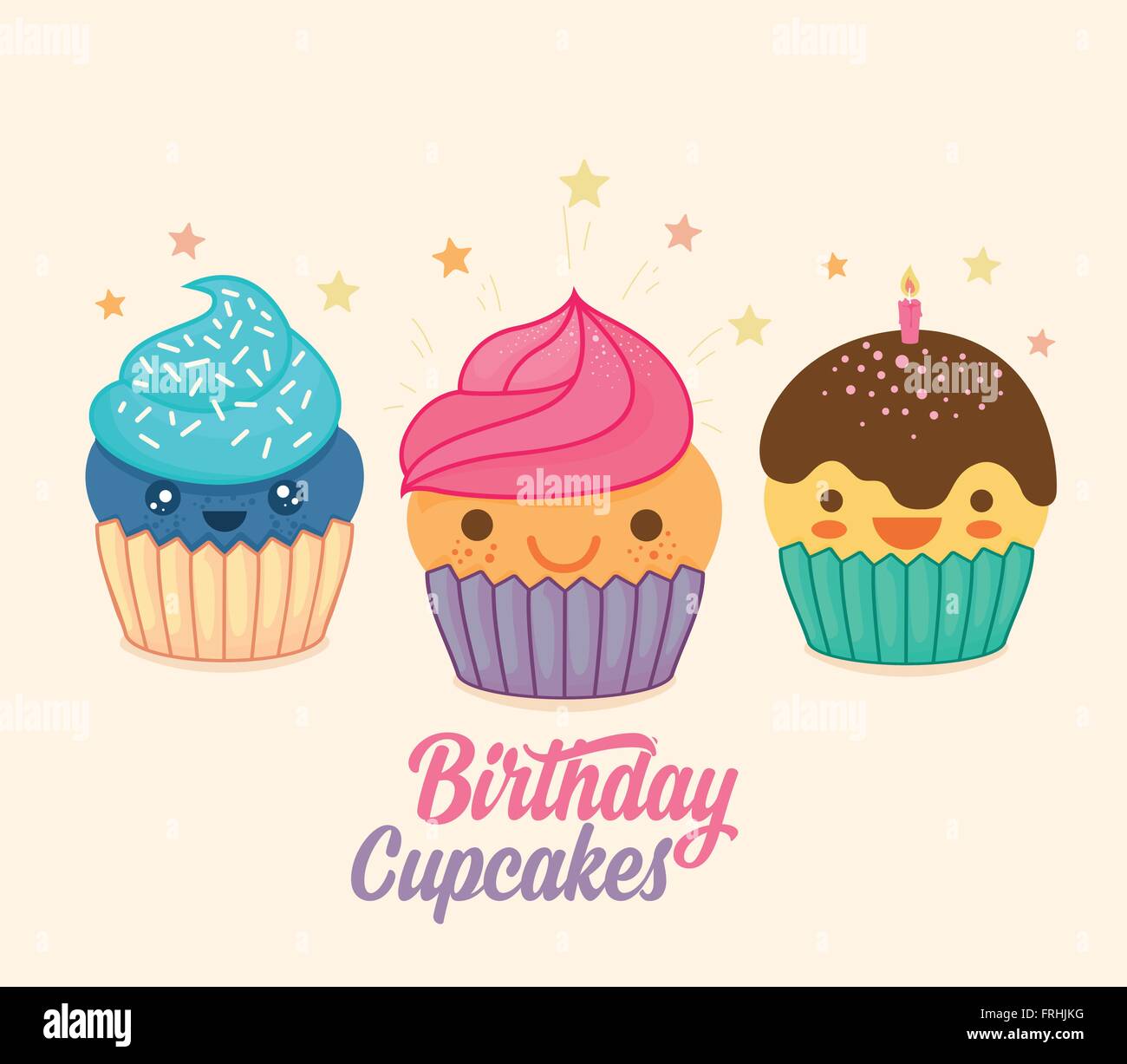 Lovely flat cupcake illustrations Vector illustration Stock Vector Image & Art - Alamy