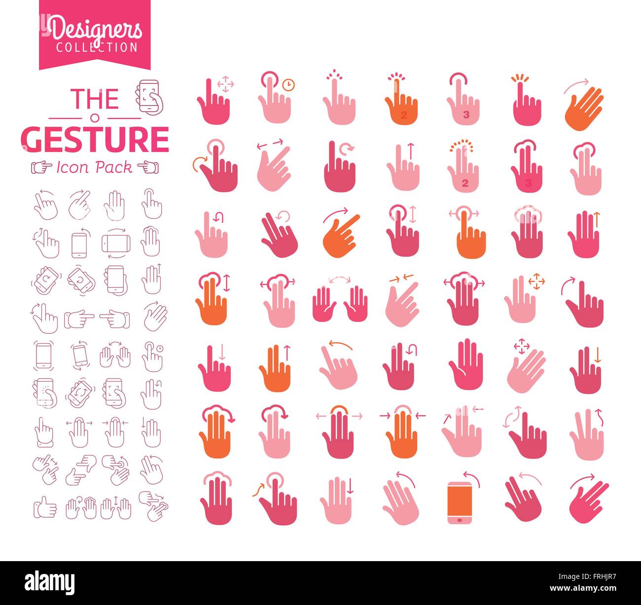 Gesture icon collection Premium flat vector icons Stock Vector Image ...
