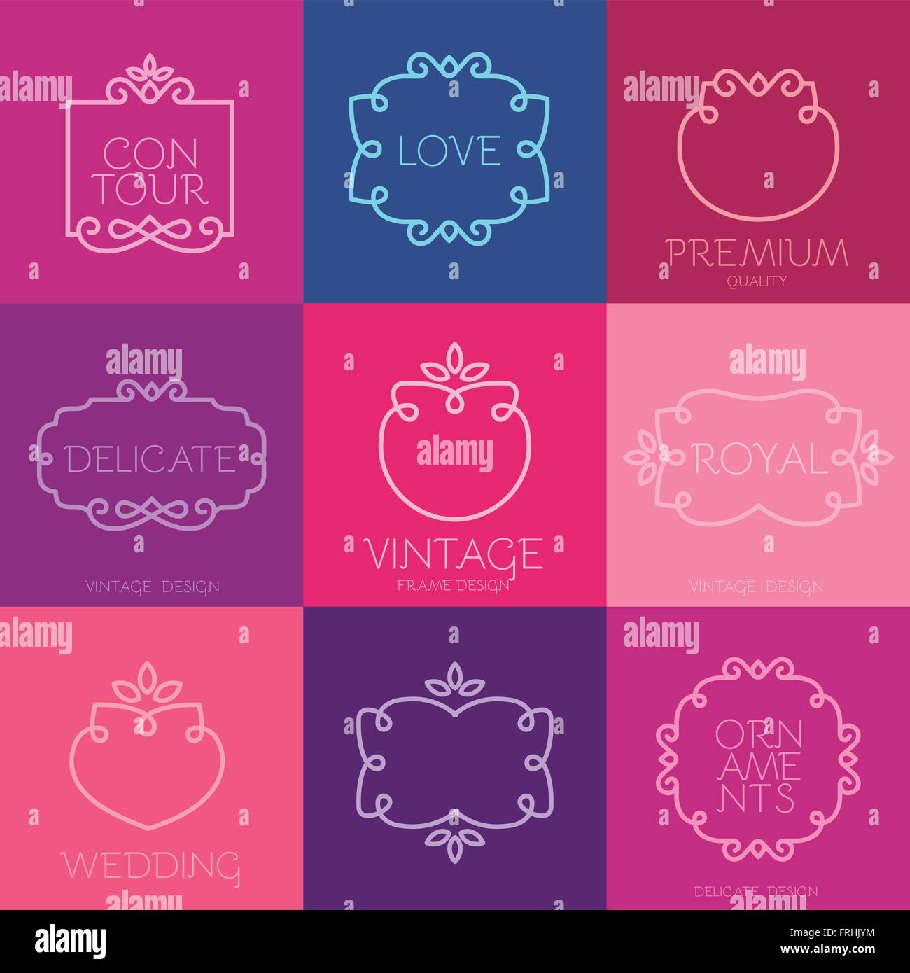 Simple and graceful frame design template, Elegant line logo design ...