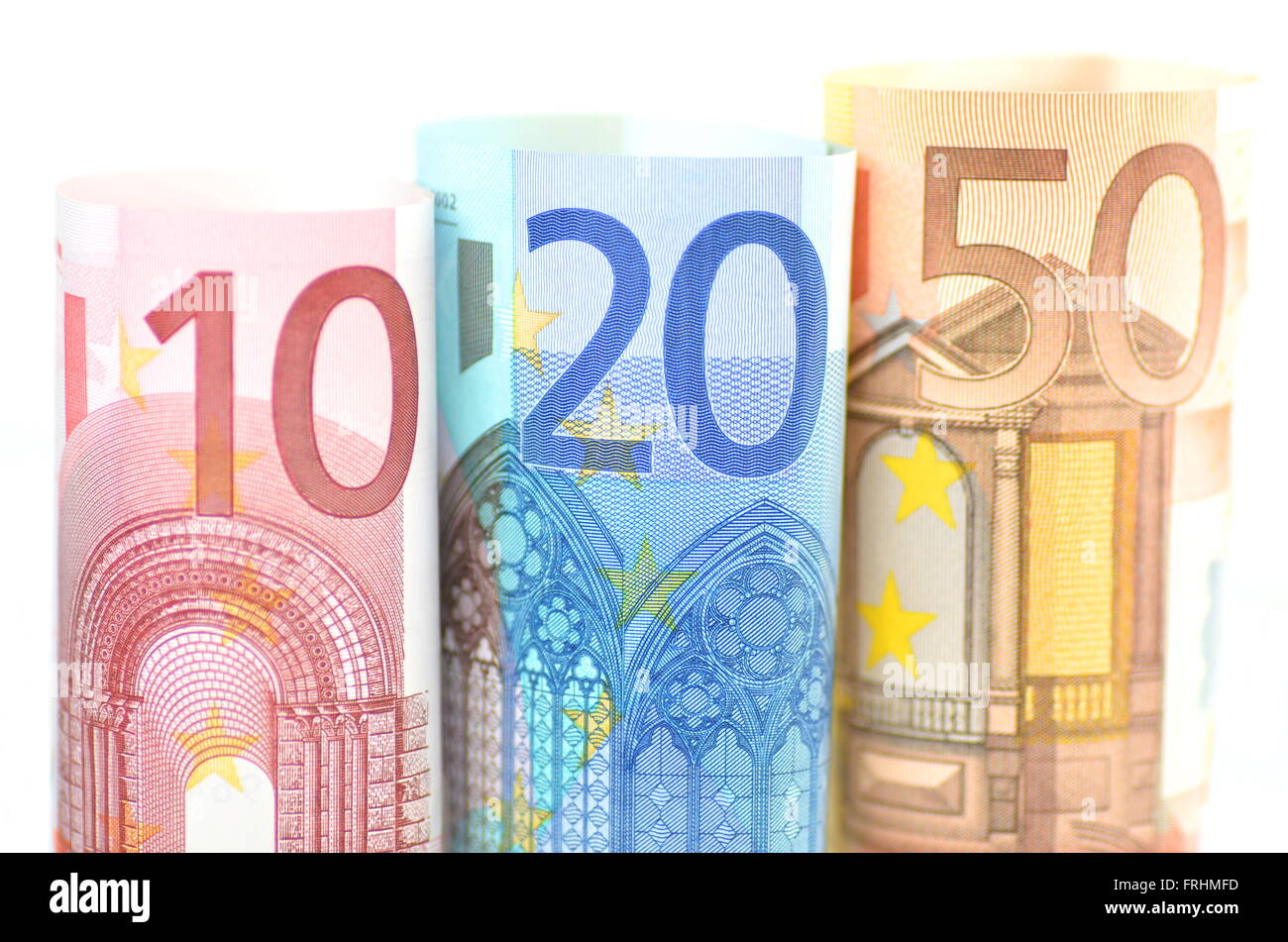 euro banknotes isolated on white background Stock Photo - Alamy