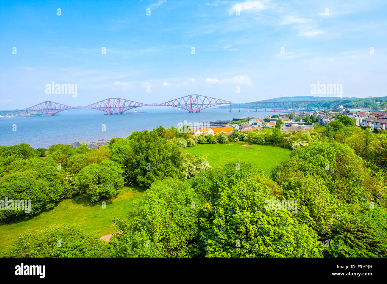Forth Rail Bridge, a view from the Forth Road Bridge, Queensferry ...