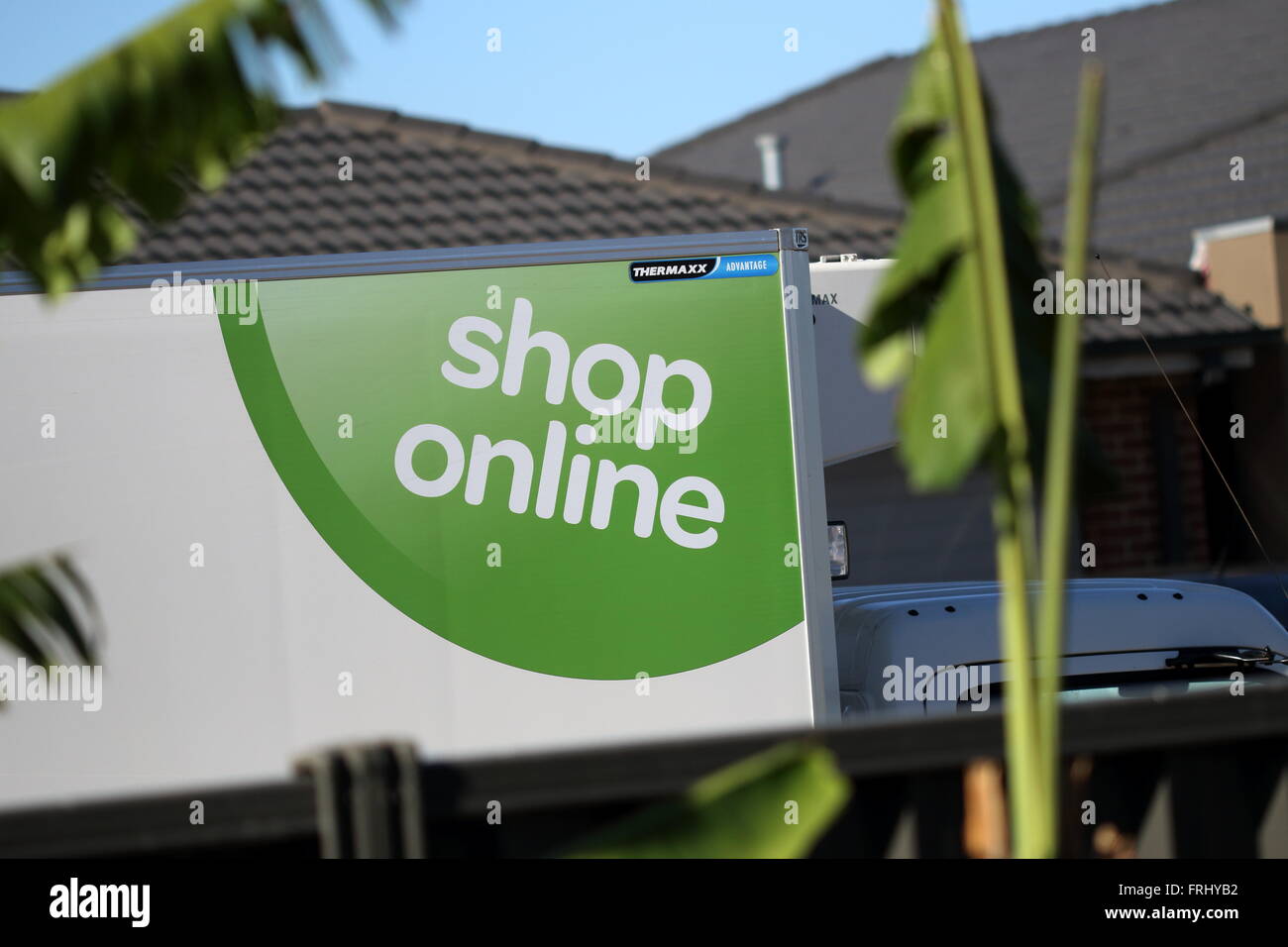 Shop Online sign on a truck Stock Photo - Alamy