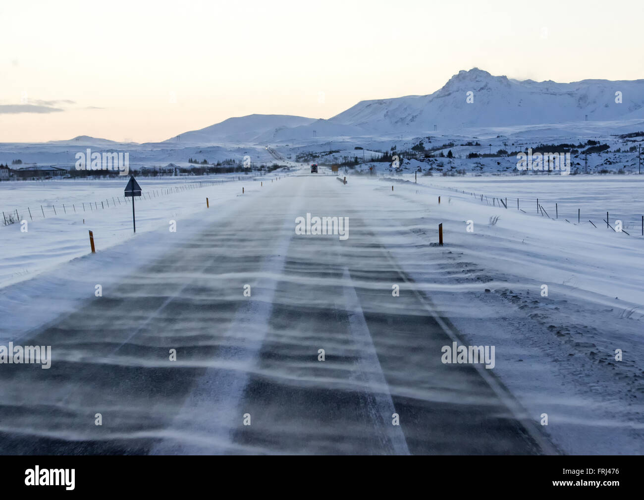 Road 1 Iceland in the snow Stock Photo - Alamy