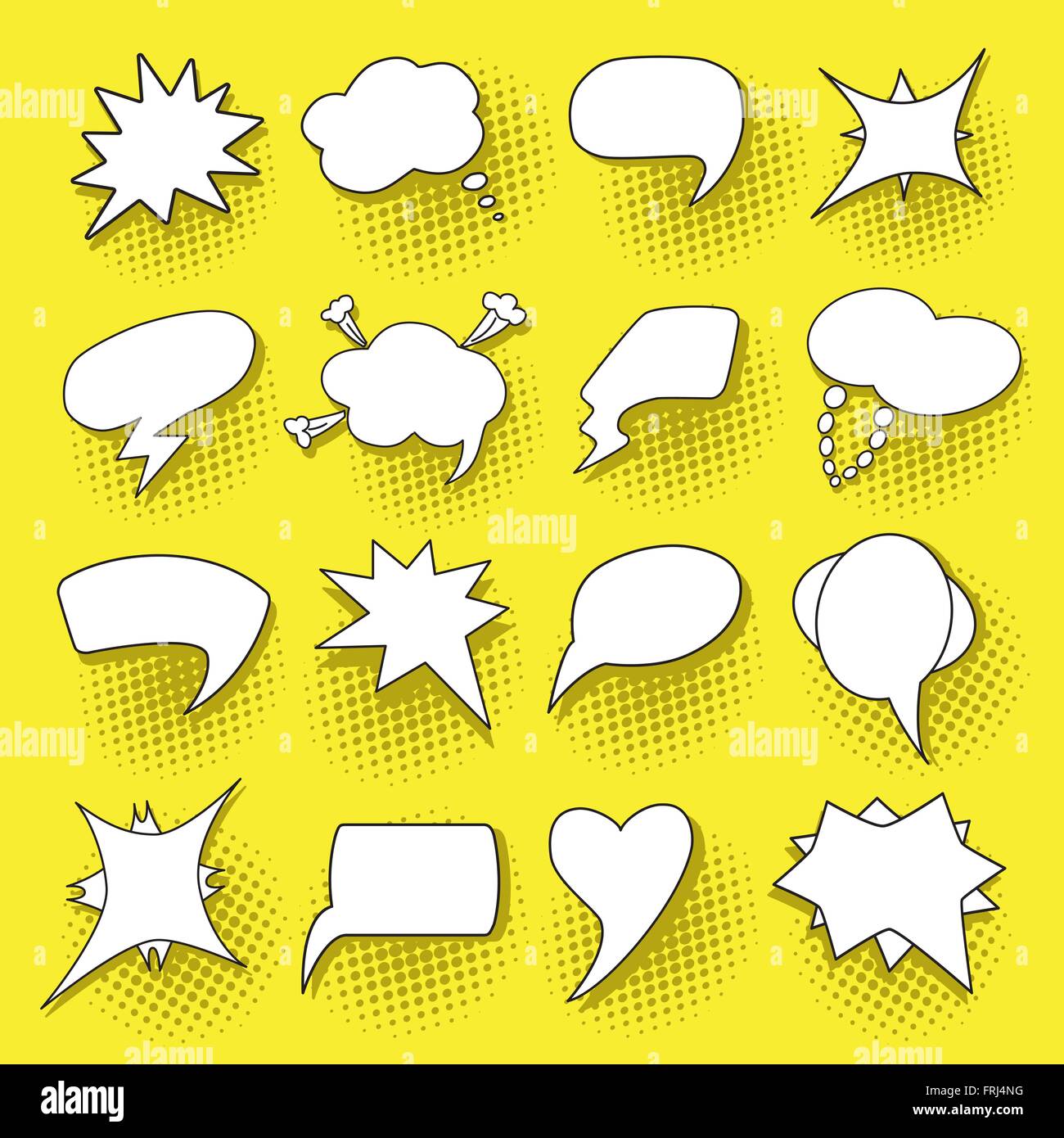 Pop art speech bubbles set on yellow background Stock Vector Image ...