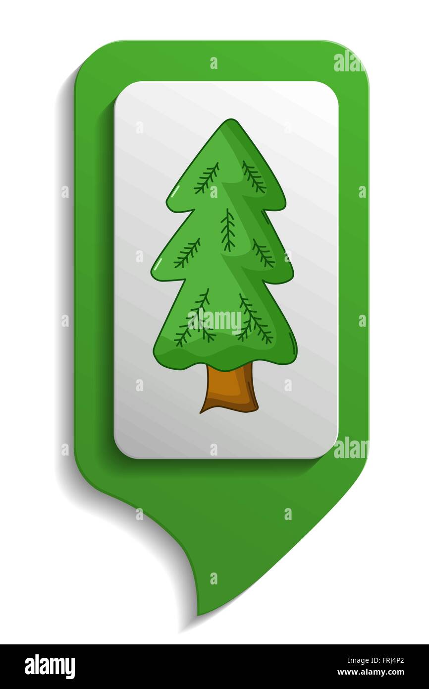 Spruce tree map sign icon in cartoon style on white background Stock ...