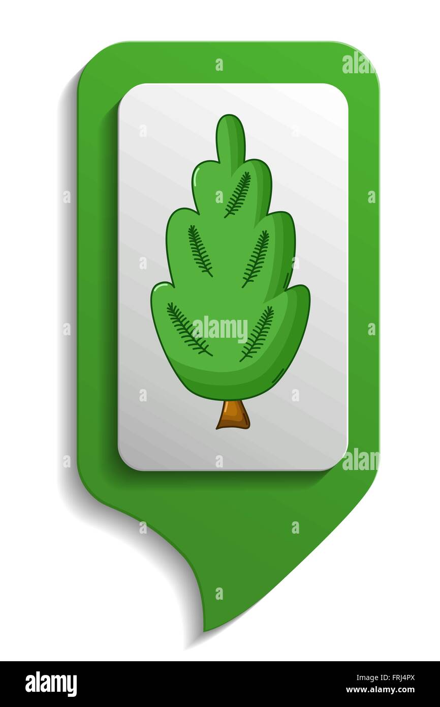 Juniper tree map sign icon in cartoon style on white background Stock ...