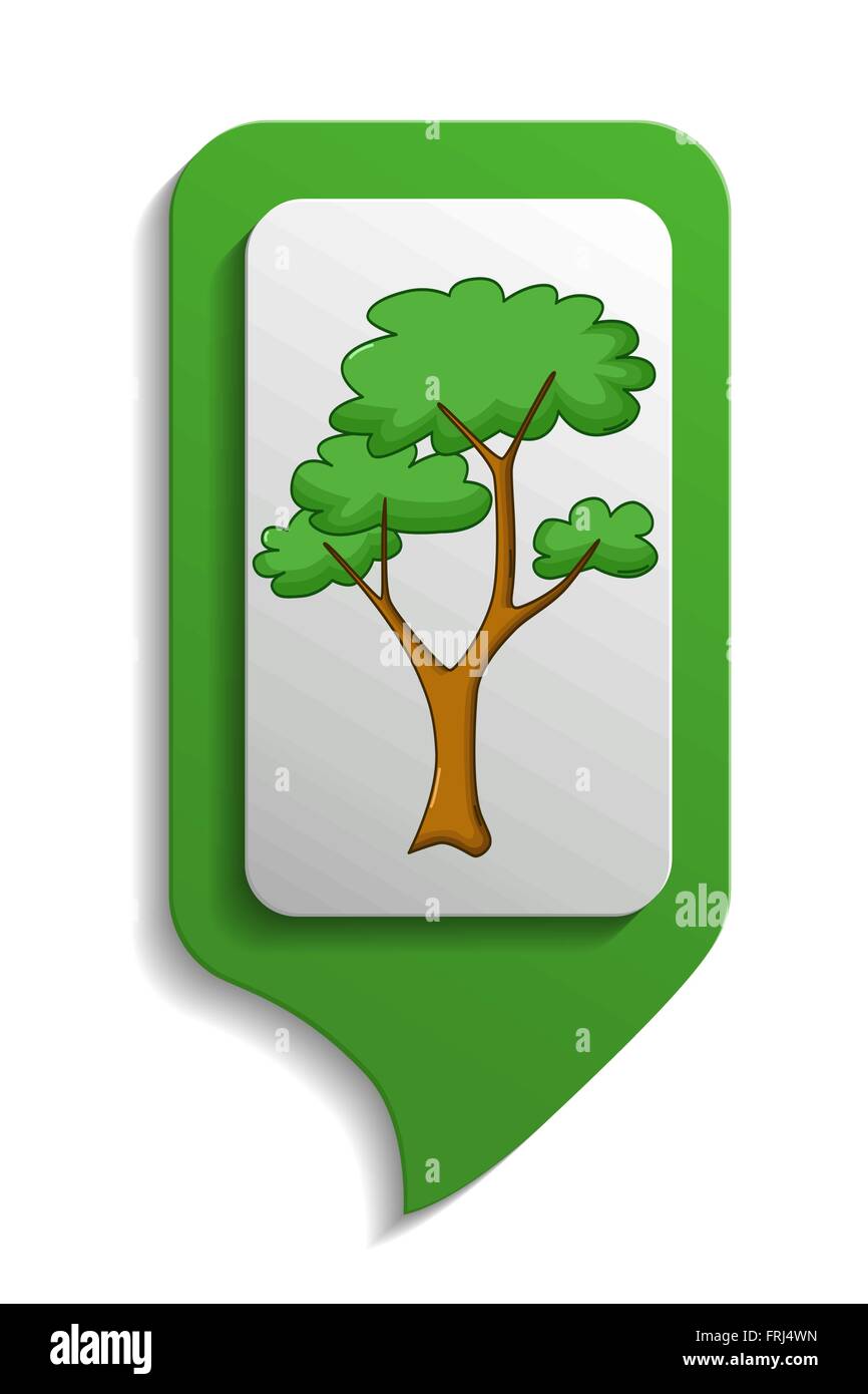 Savanna tree map sign icon in cartoon style on white background Stock ...