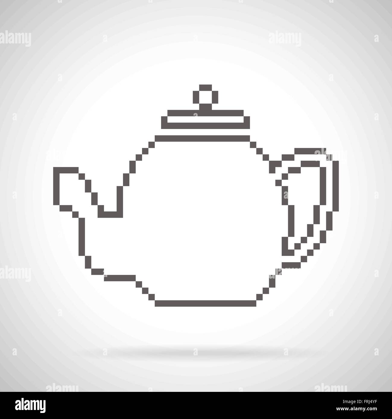 Teapot icon in pixel art style with shadow on gradient background Stock ...