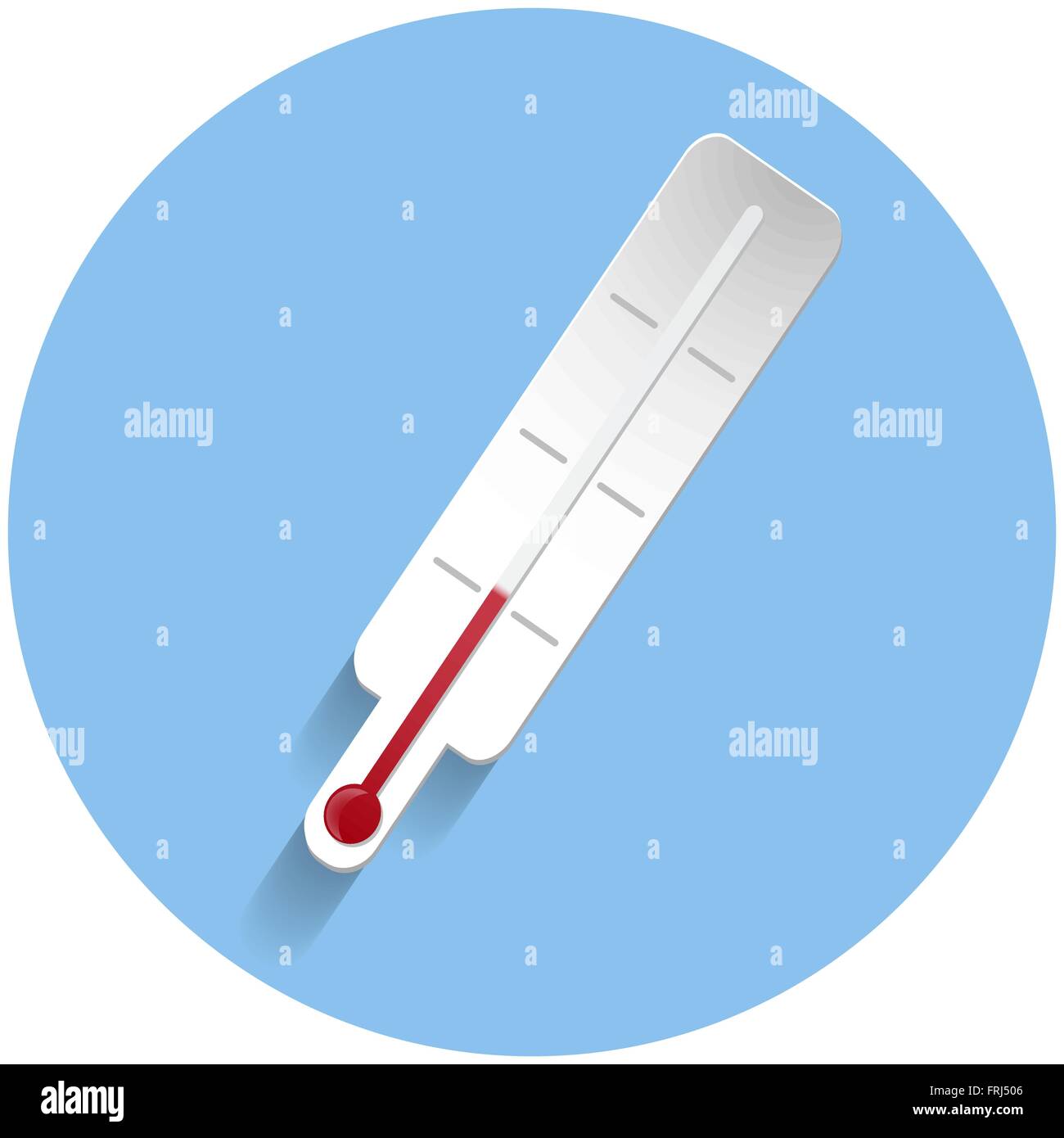 Thermometer sign icon in paper style on blue round background Stock ...