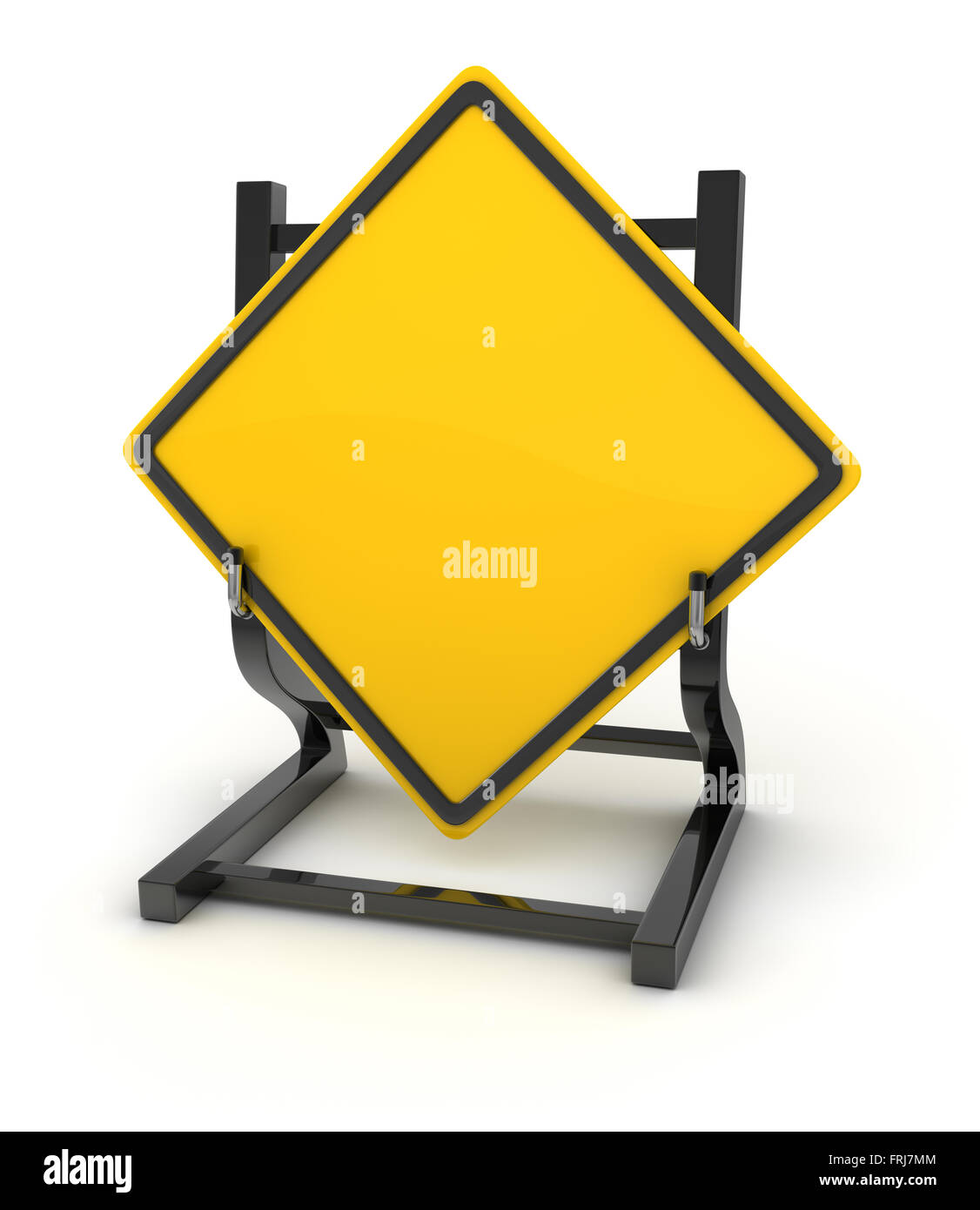 Rendering yellow road sign Cut Out Stock Images & Pictures - Alamy