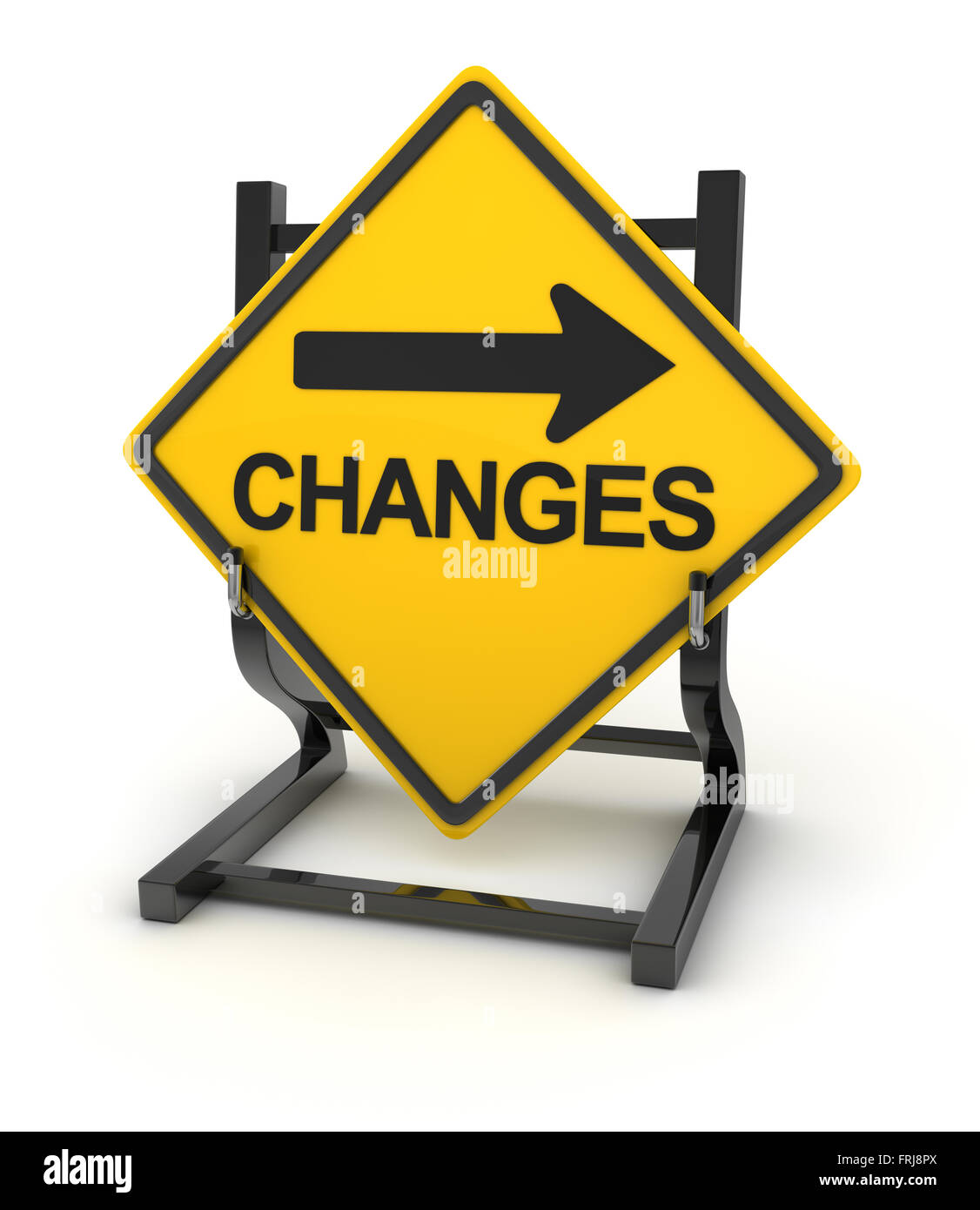 Road sign - changes ahead , 3d rendered image Stock Photo - Alamy