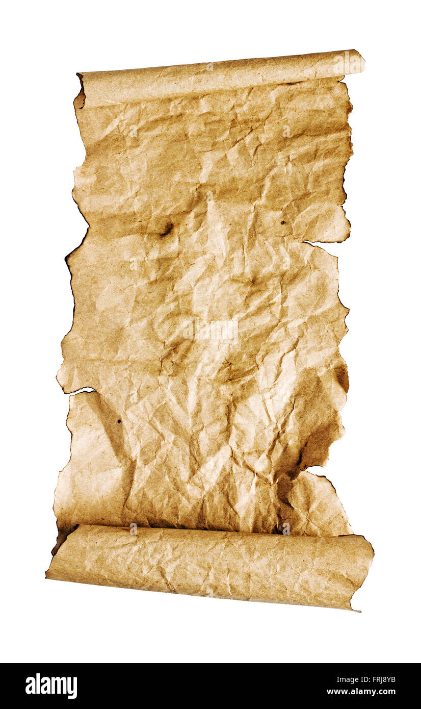 The ancient parchment or unrolled scroll isolated on white background ...