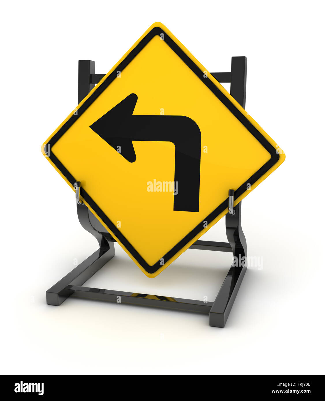 Road sign - turn left , This is a computer generated and 3d rendered ...