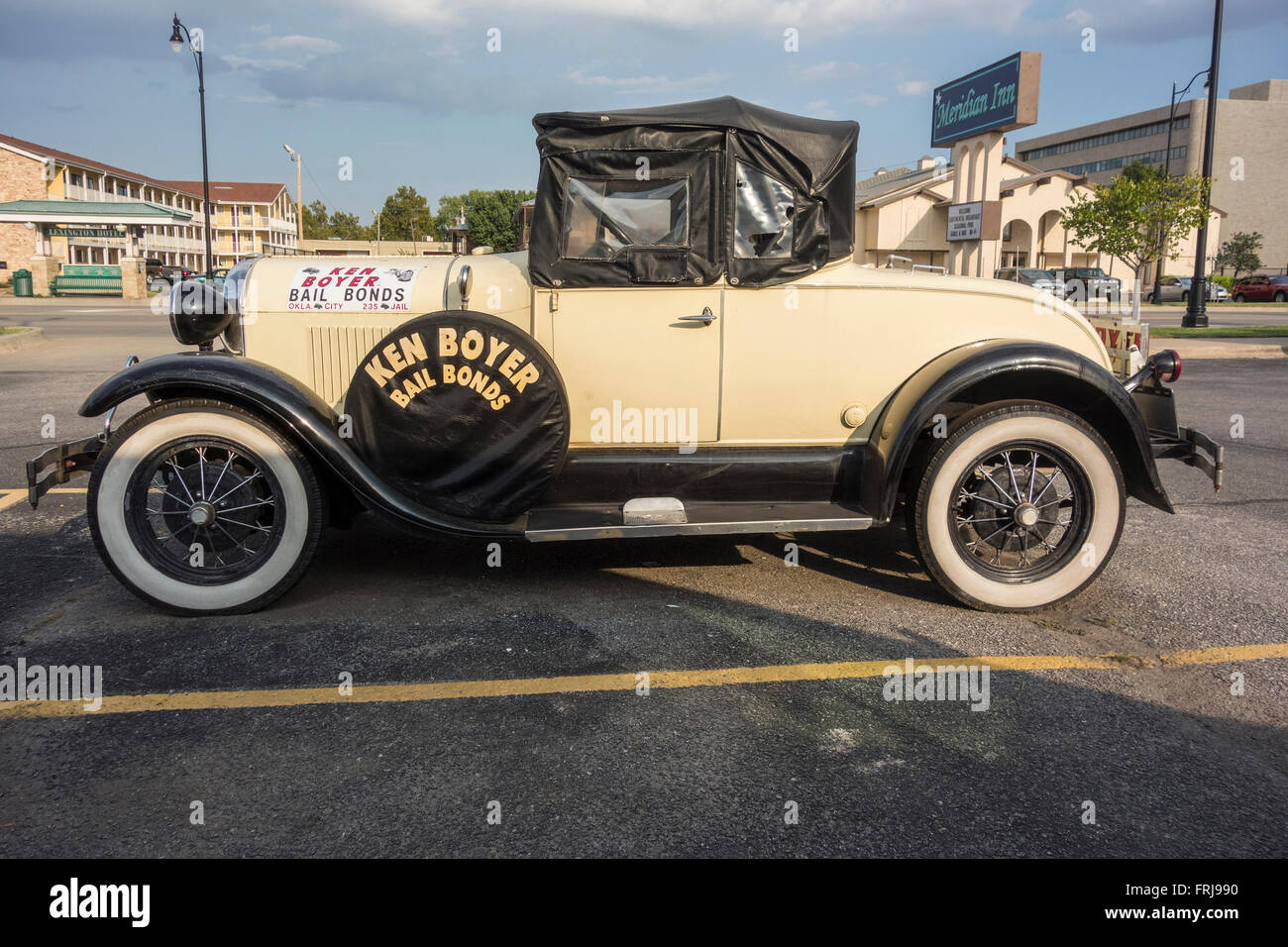 A Model A Ford is used for transportation and bail bond advertising in ...