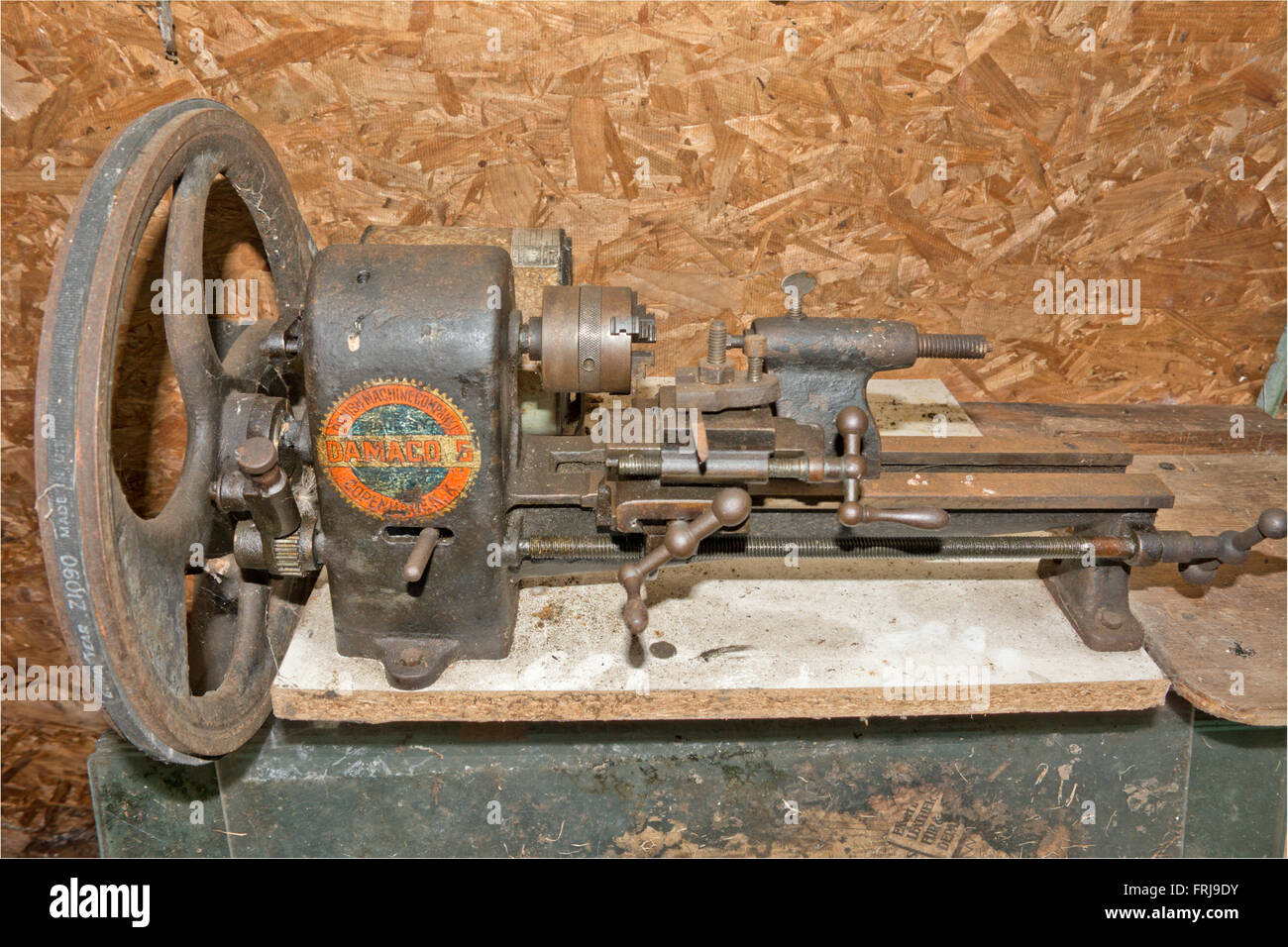 Small old Damaco 5 metalworking lathe Stock Photo - Alamy