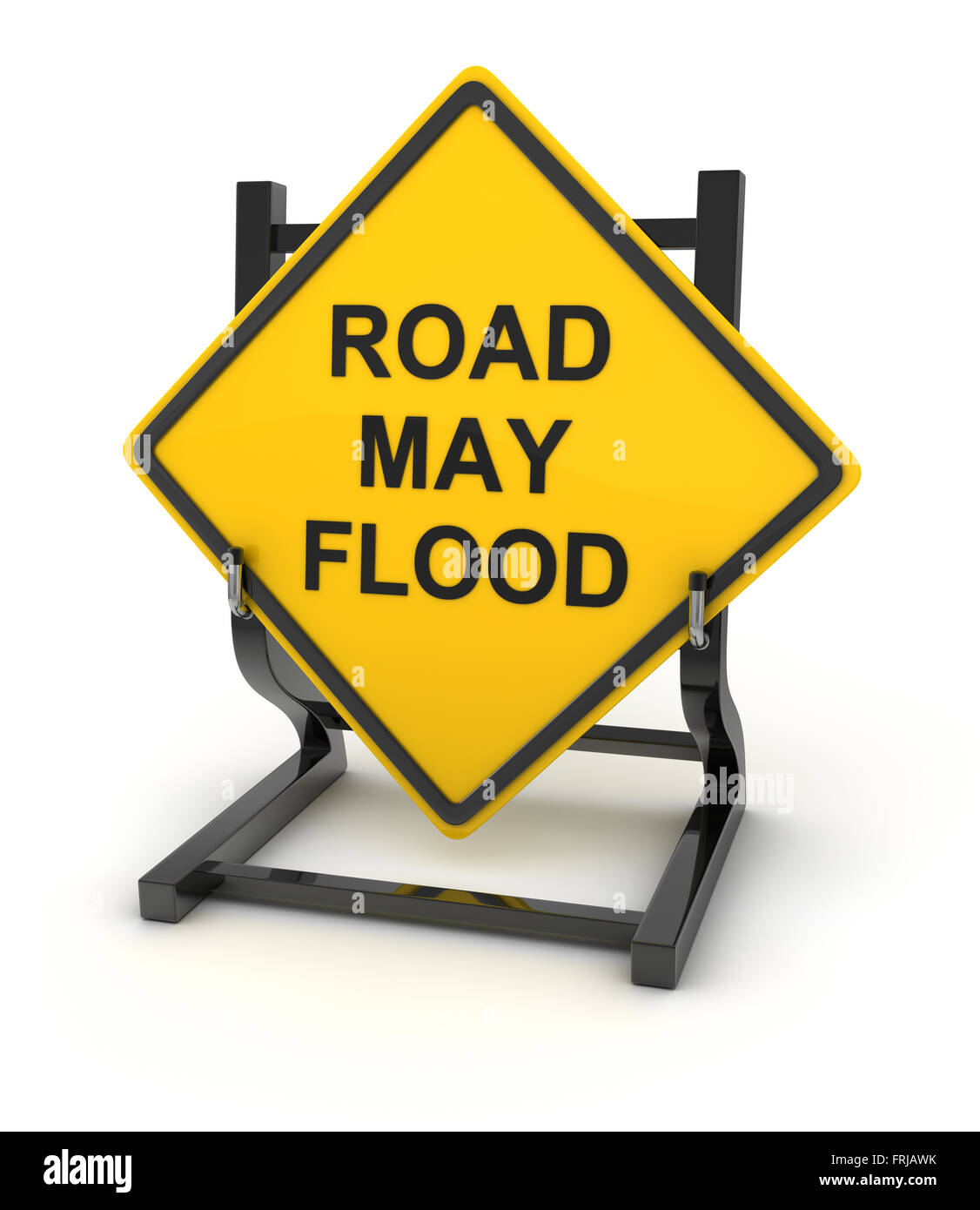 Road sign - road may flood , This is a computer generated and 3d ...