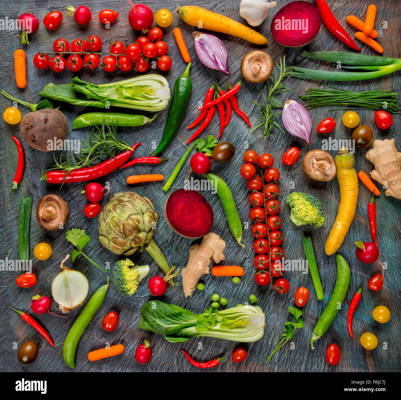 Collection of fresh vegetables on stone Stock Photo - Alamy