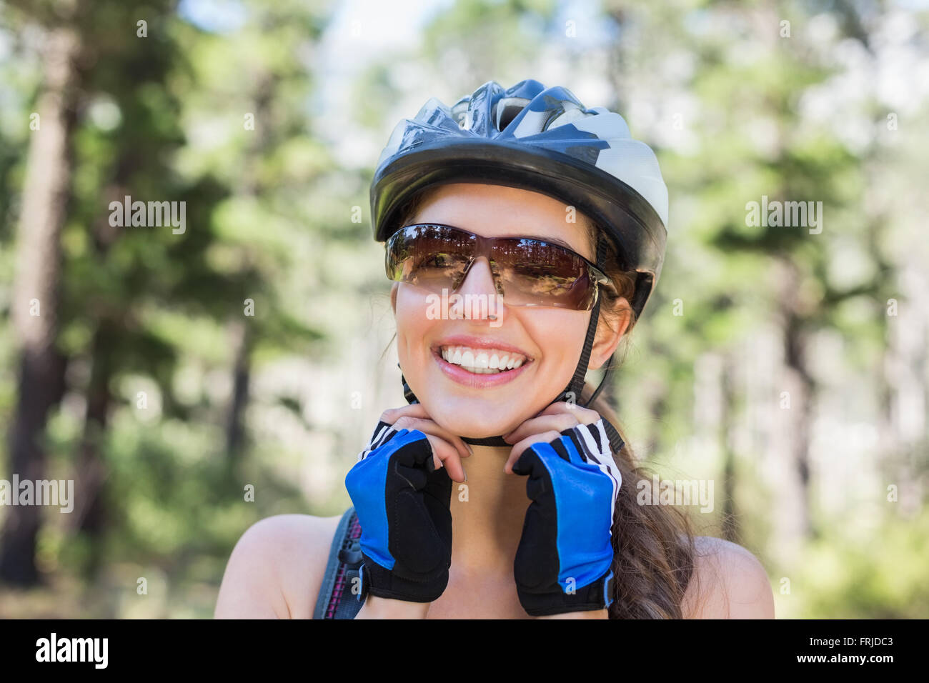 Woman cycling helmet and close up hi-res stock photography and images ...