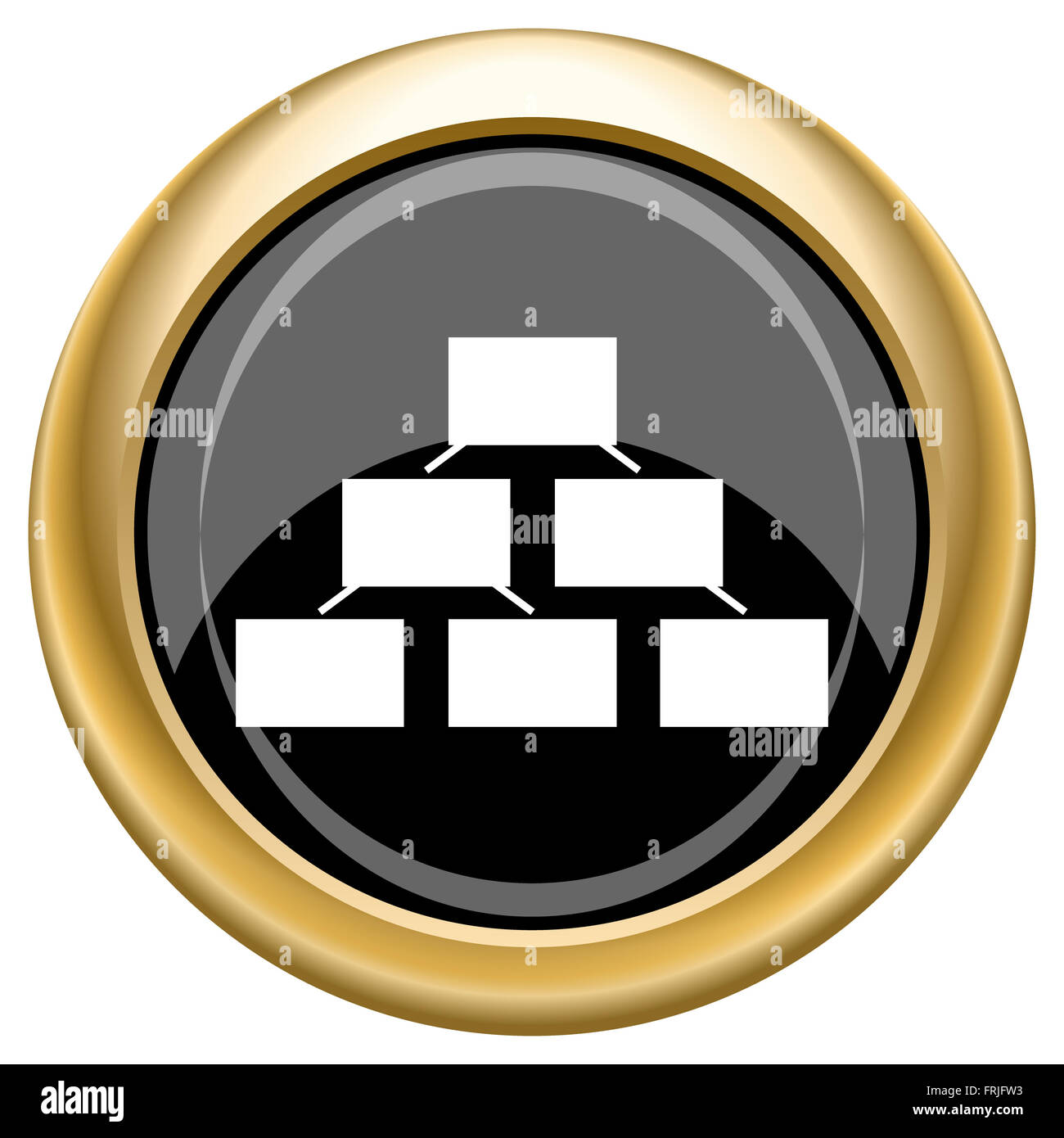 Shiny glossy icon with white design on black and gold background Stock ...