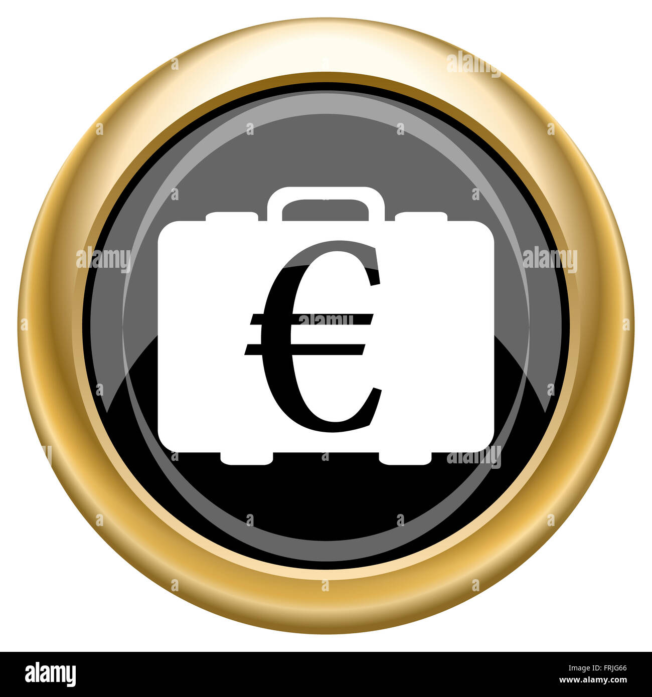Shiny glossy icon with white design on black and gold background Stock ...
