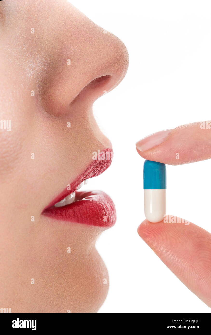 Womans mouth pill hi-res stock photography and images - Alamy